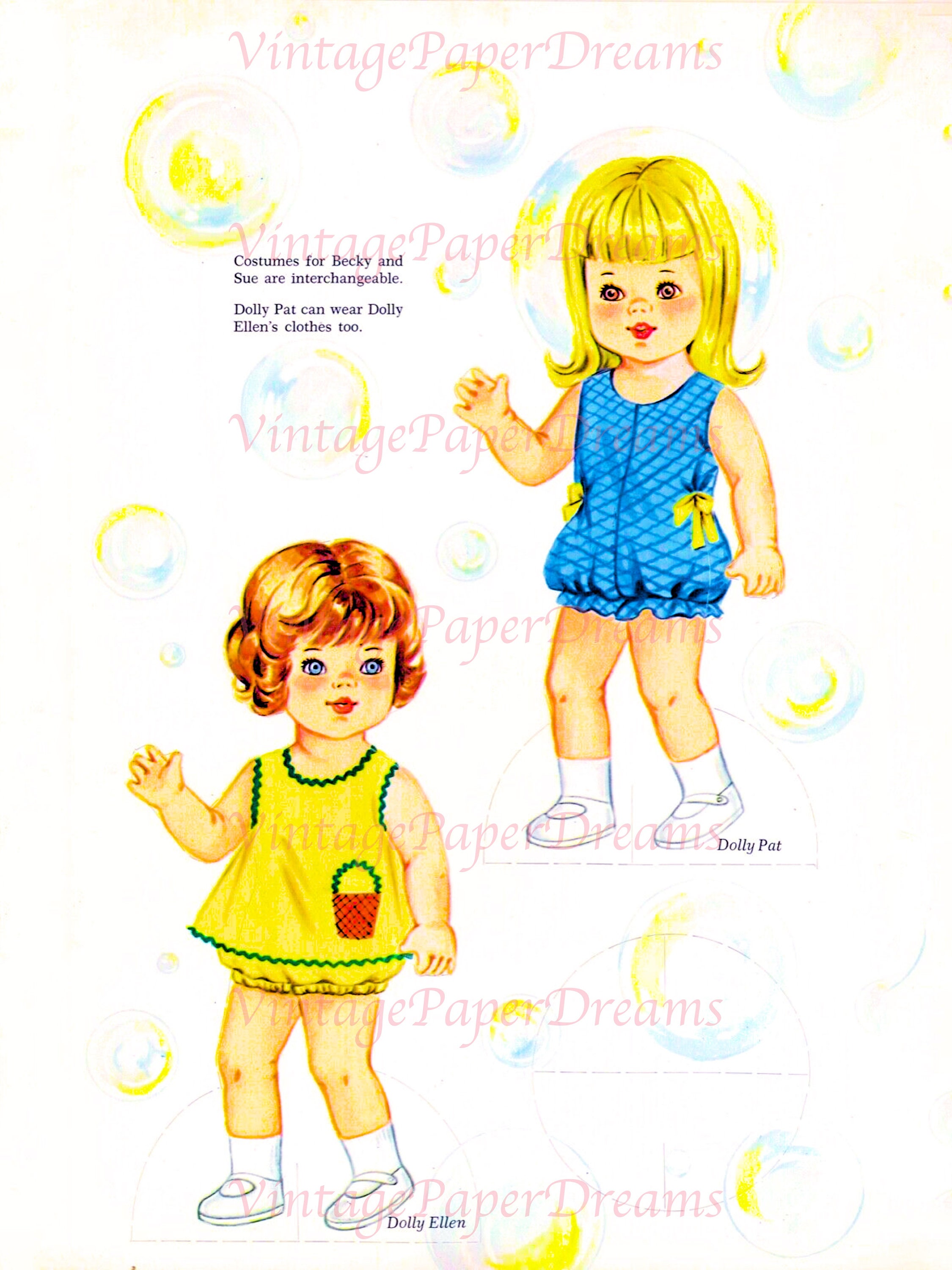 Vintage Paper Doll Printable PDF Bubble Baby Paper Doll 60s 1960s ...