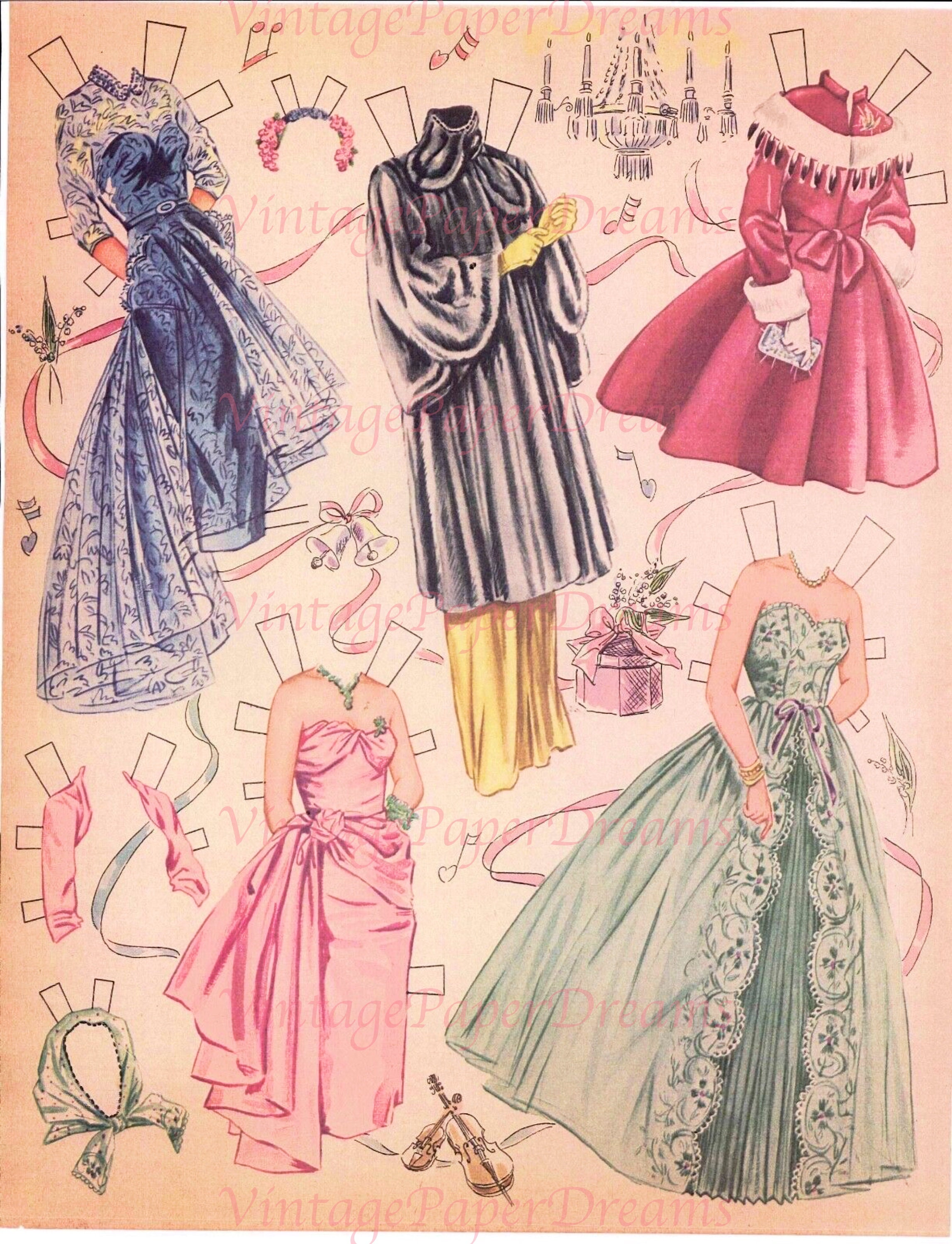 Vintage Paper Doll Printable PDF wedding Party Paper Doll 50s 1950s ...