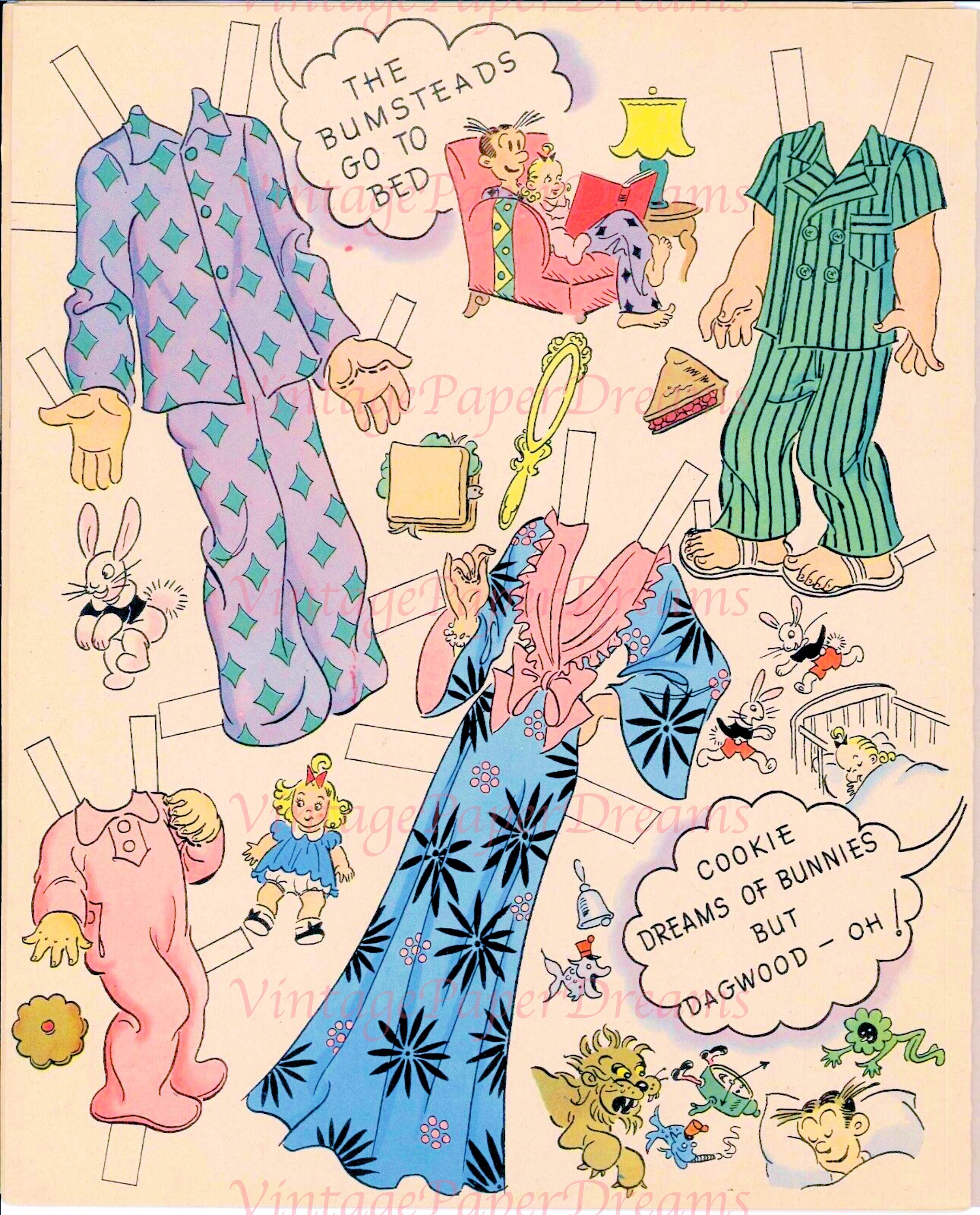 Vintage Comic Book Art Printable PDF • blondie Paper Dolls • 40s 1940s ...