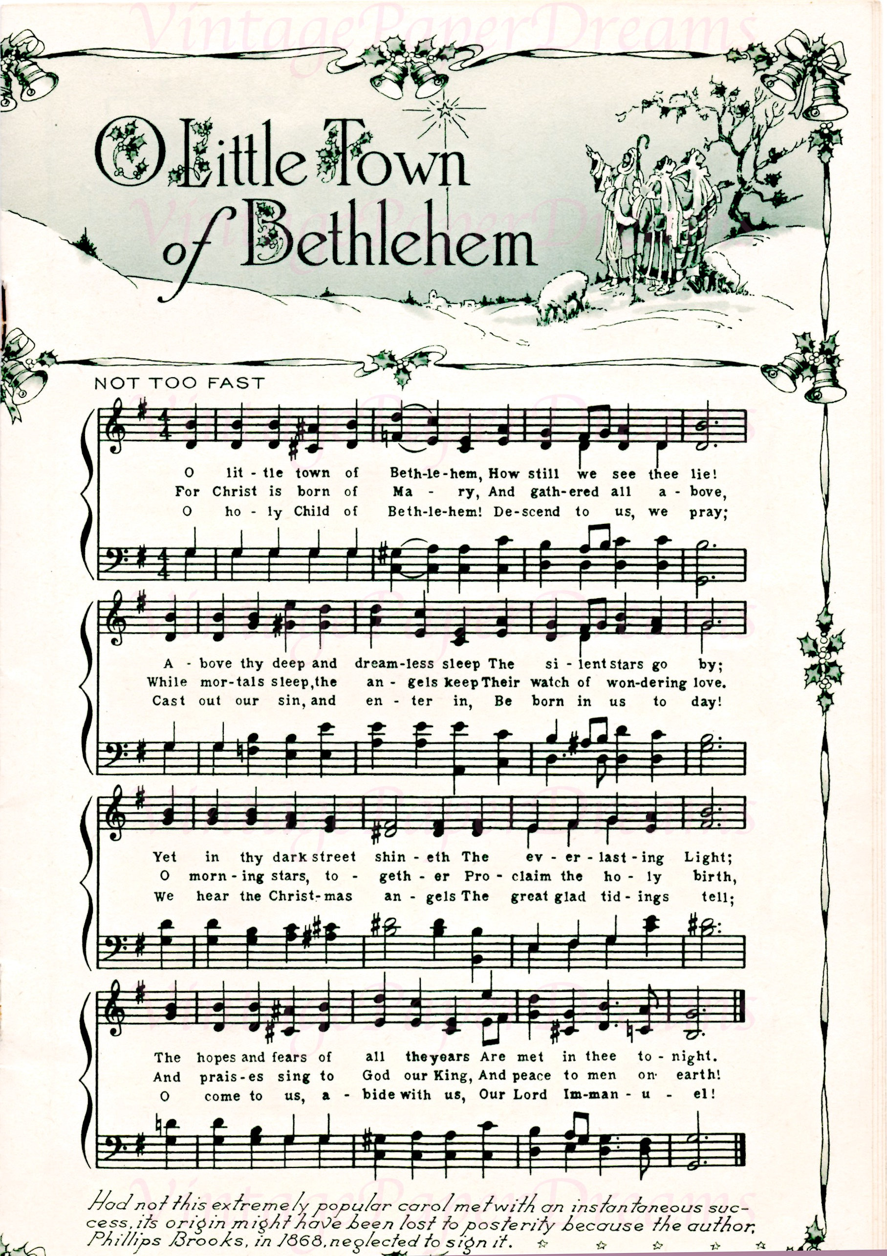 Vintage Printable Christmas Carol Sheet Music PDF Traditional Advent ...
