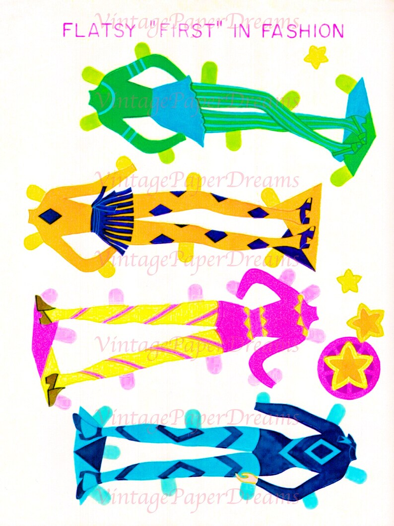 Vintage Paper Doll Printable PDF flatsy Paper Doll 70s - Etsy