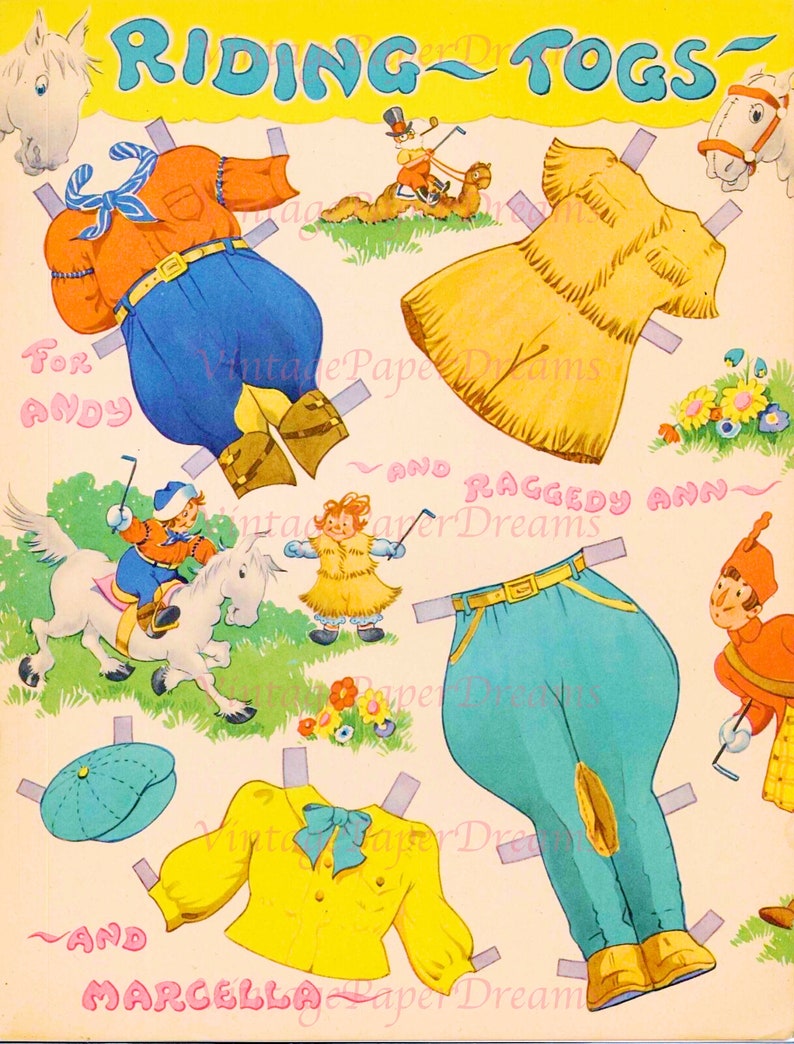 Vintage Paper Doll Printable PDF raggedy Ann Andy Paper - Etsy