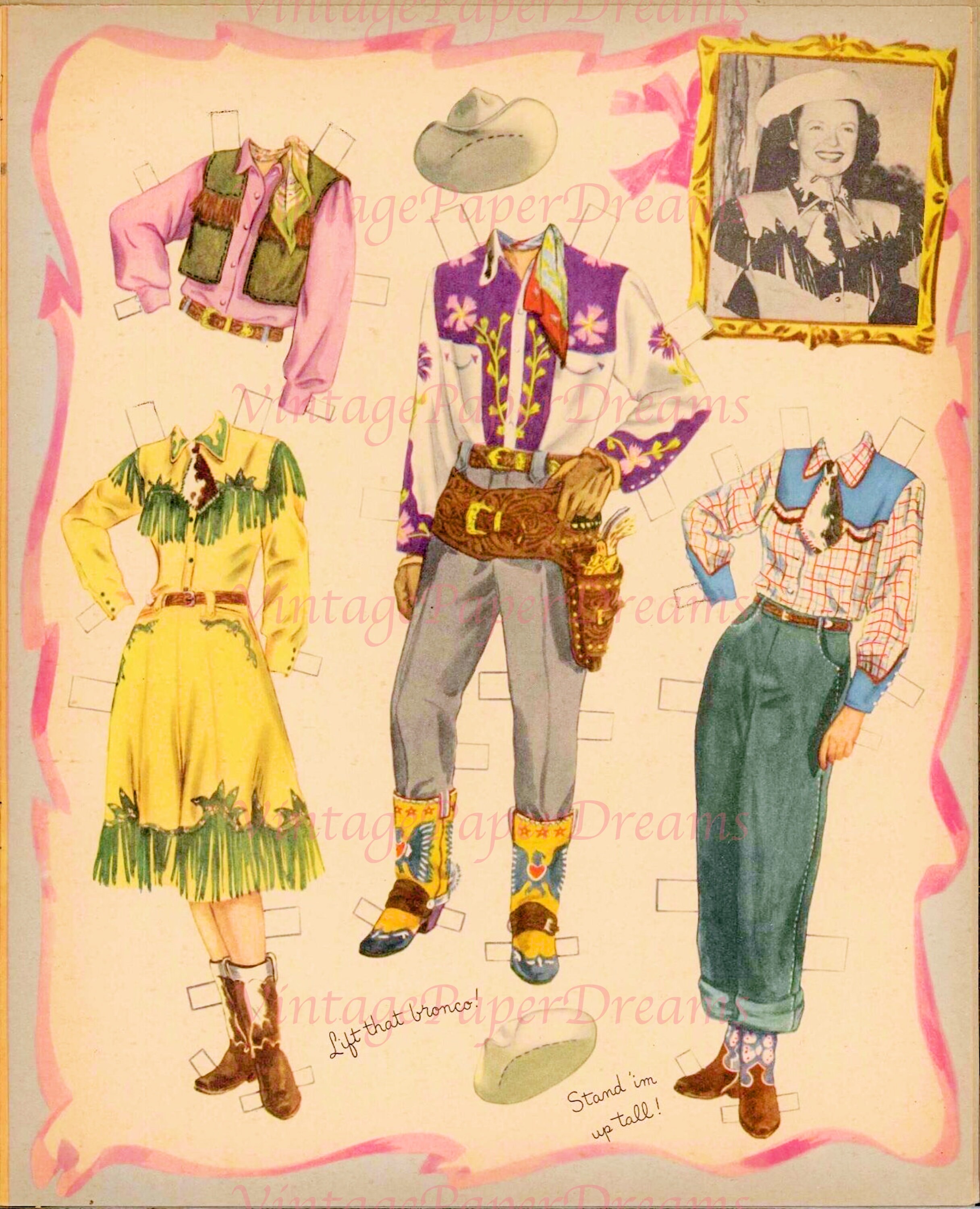 Vintage Paper Doll Printable PDF Roy Rogers Dale Evans Paper Doll 50s ...