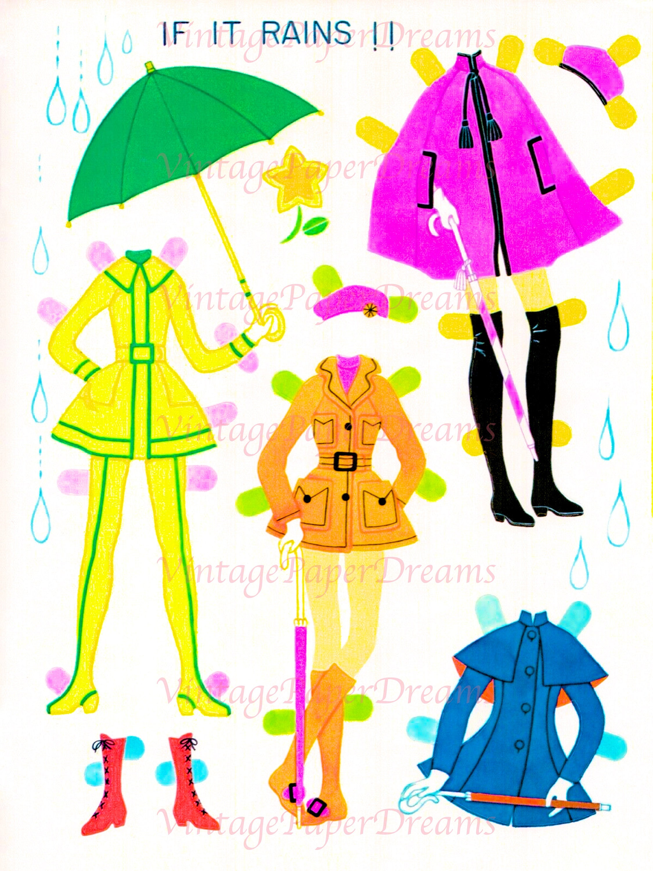 Vintage Paper Doll Printable PDF flatsy Paper Doll 70s - Etsy