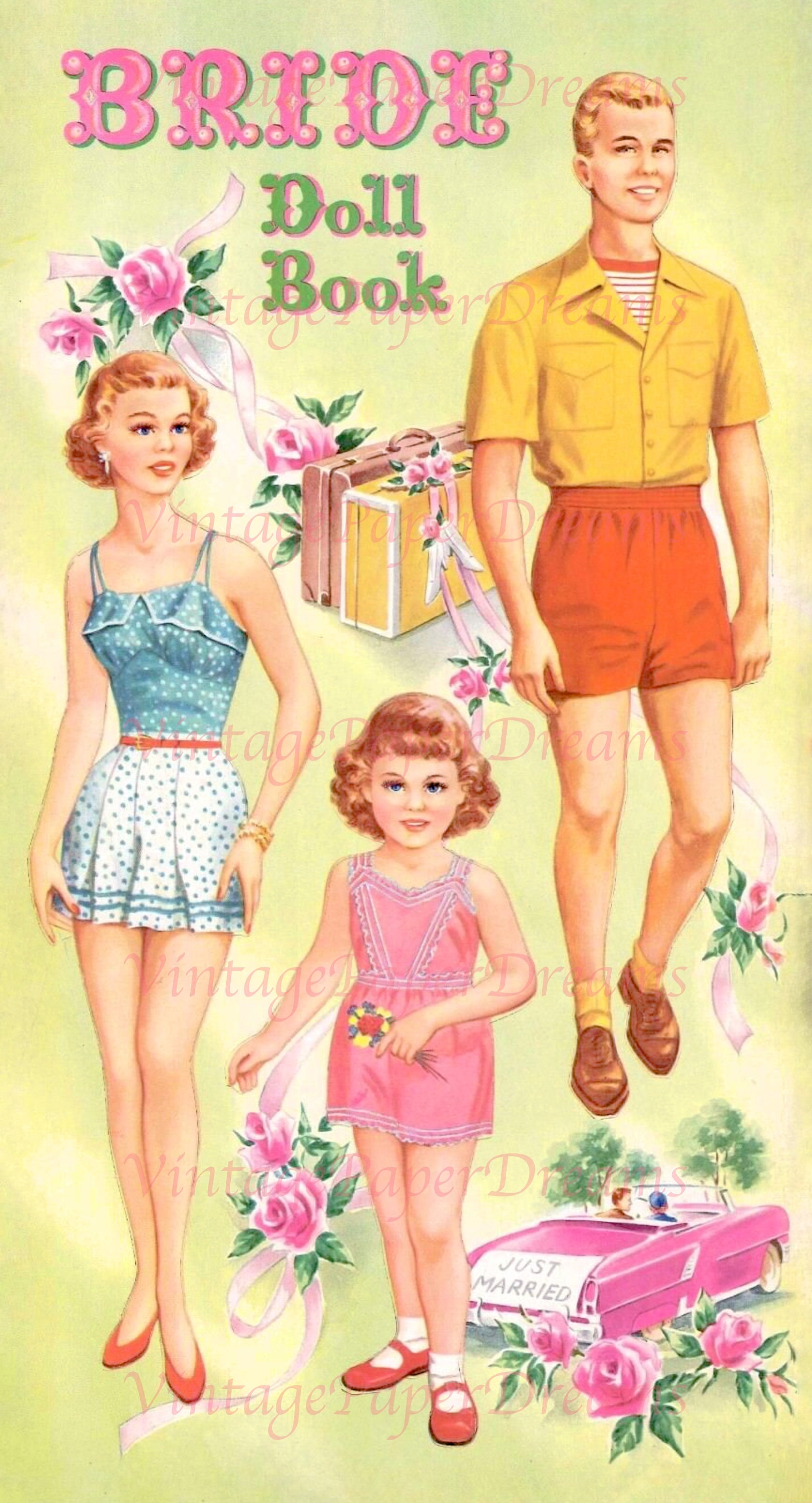 Vintage Paper Doll Printable PDF wedding Party Paper Doll 50s 1950s Paper Doll Pattern Download ...