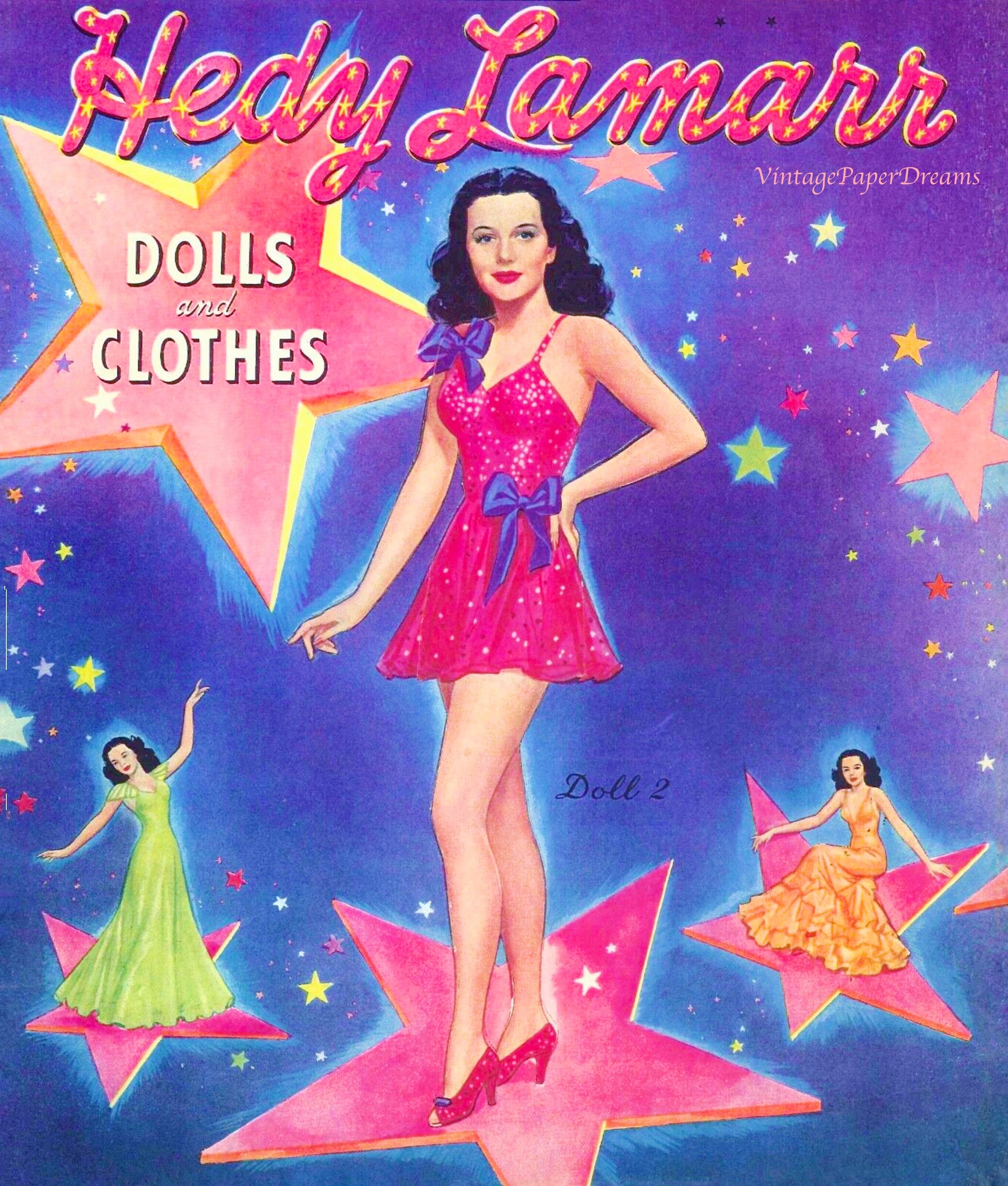 Vintage Paper Doll Printable PDF hedy Lamarr Paper Doll 40s 1940s Paper Doll Pattern Digital ...