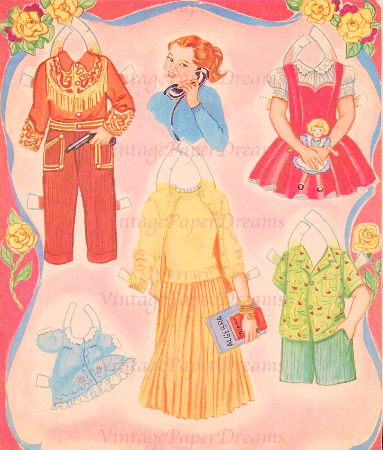 Vintage Paper Doll Printable PDF Babysitter Paper Doll Book JPEG 40s ...