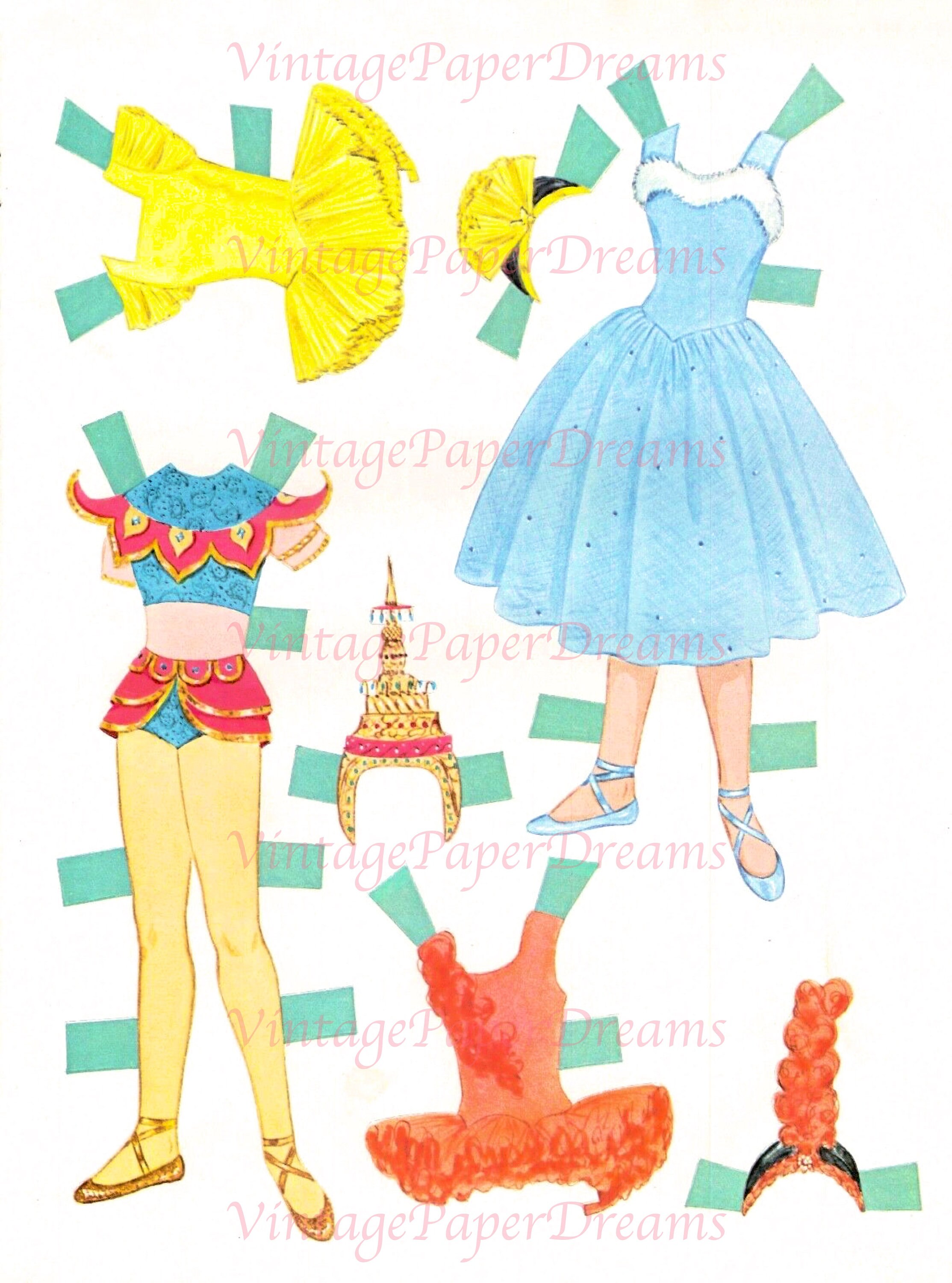 Vintage Paper Doll Printable PDF ballet Ballerina Paper Doll 60s 1960s ...