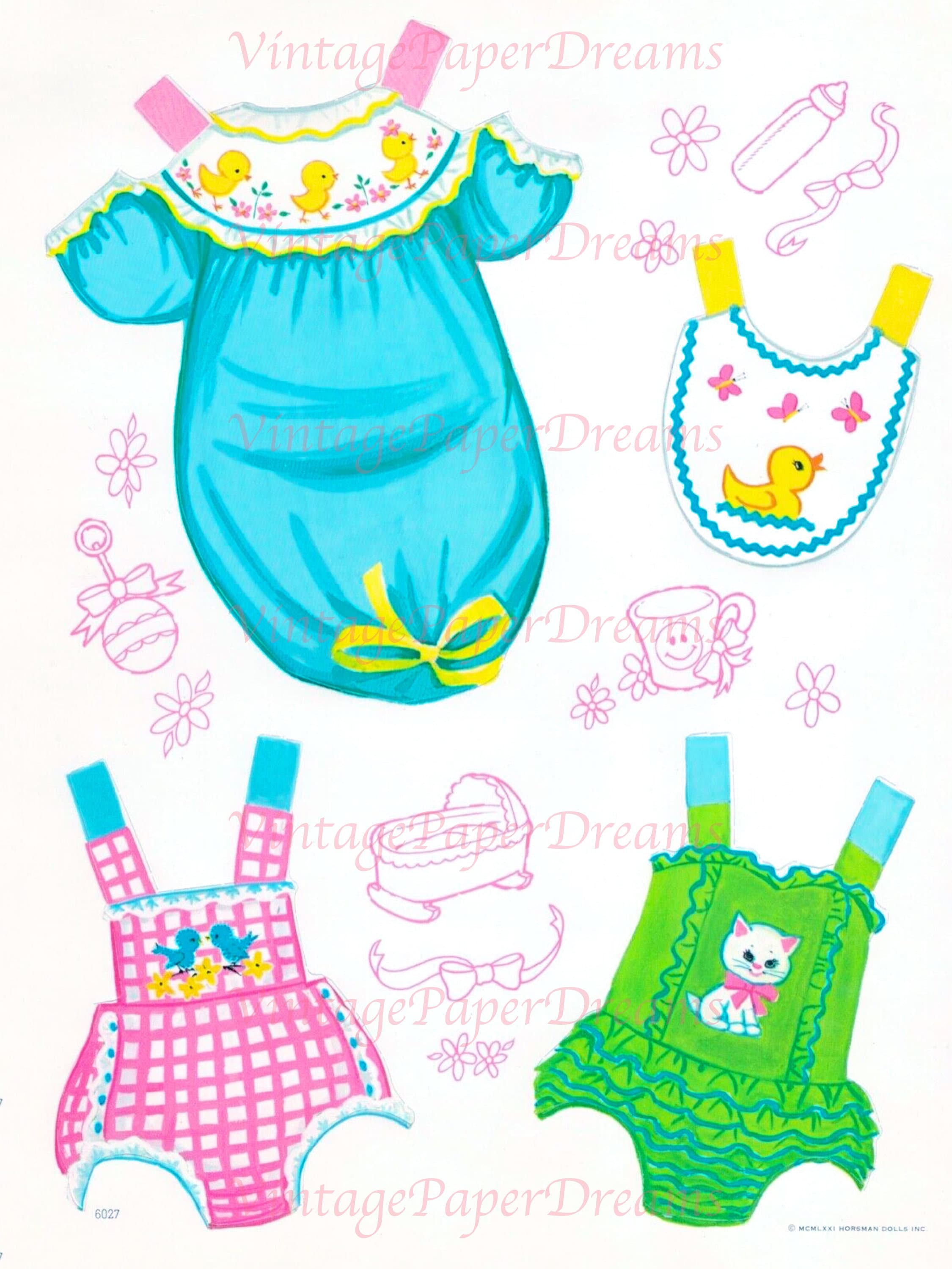 Vintage Paper Doll Printable PDF sleepy Baby Paper Doll - Etsy