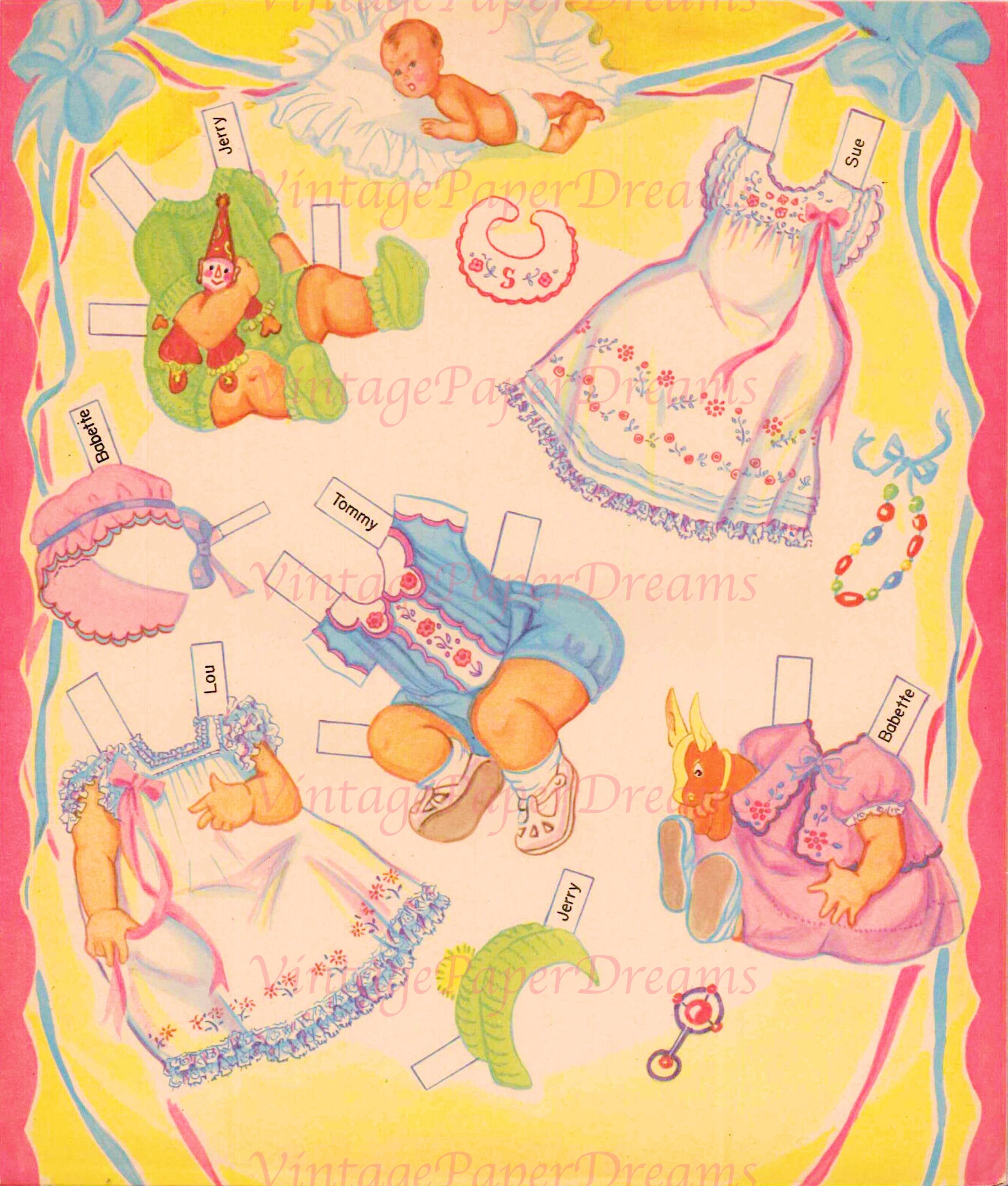 Vintage Paper Doll Printable PDF newborn Baby Paper Doll 40s 1940s ...