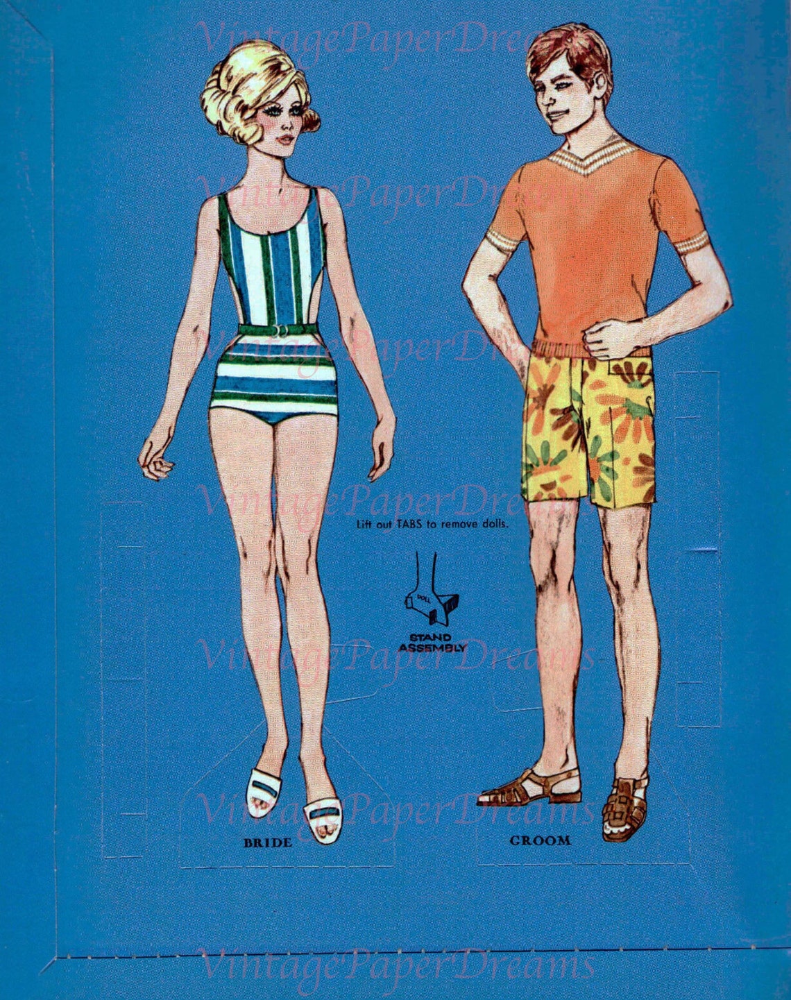 Vintage Wedding Paper Doll Printable PDF JPEG bridal Paper - Etsy