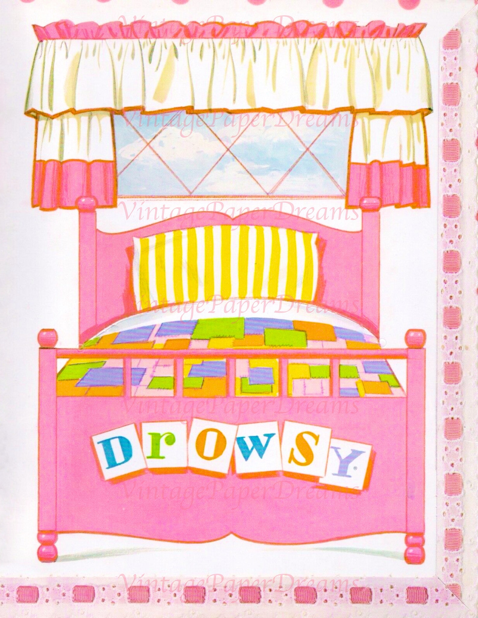 Vintage Paper Doll Printable PDF drowsy Baby Paper Doll 70s 1970s Newborn Paper Doll Digital ...