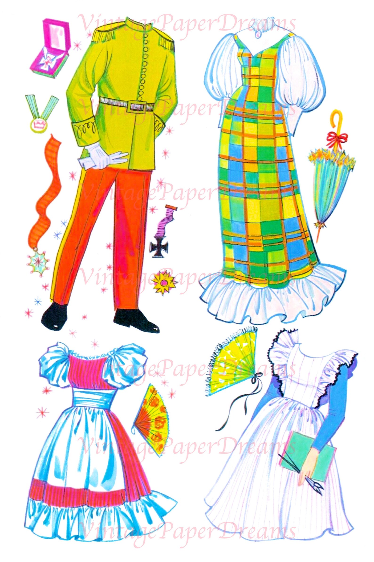 Vintage Paper Doll Printable PDF Cinderella Paper Doll 70s 1970s Prince ...