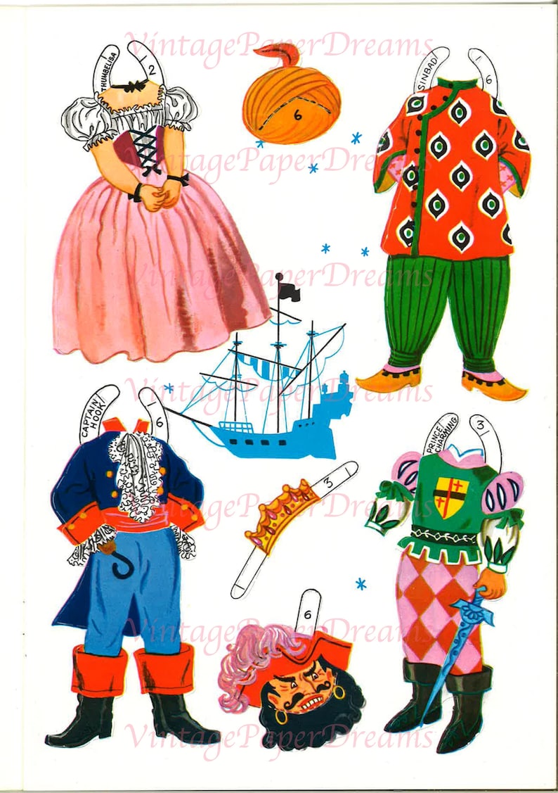 Vintage Paper Doll Printable PDF JPEG Magicfairy Tale Paper Doll 60s ...