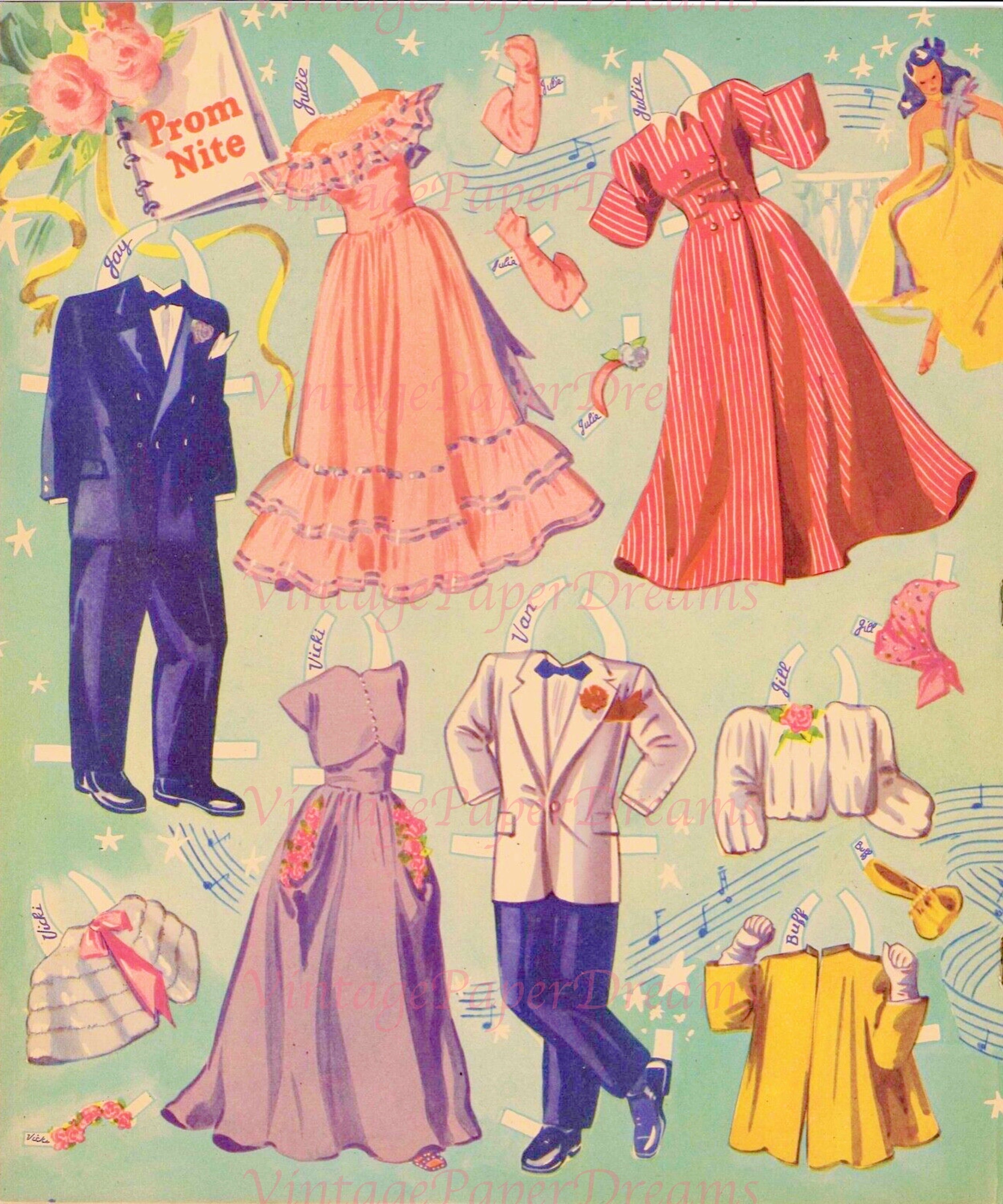 Vintage Paper Doll Printable PDF teen Town Paper Dolls 40s 1940s Paper ...