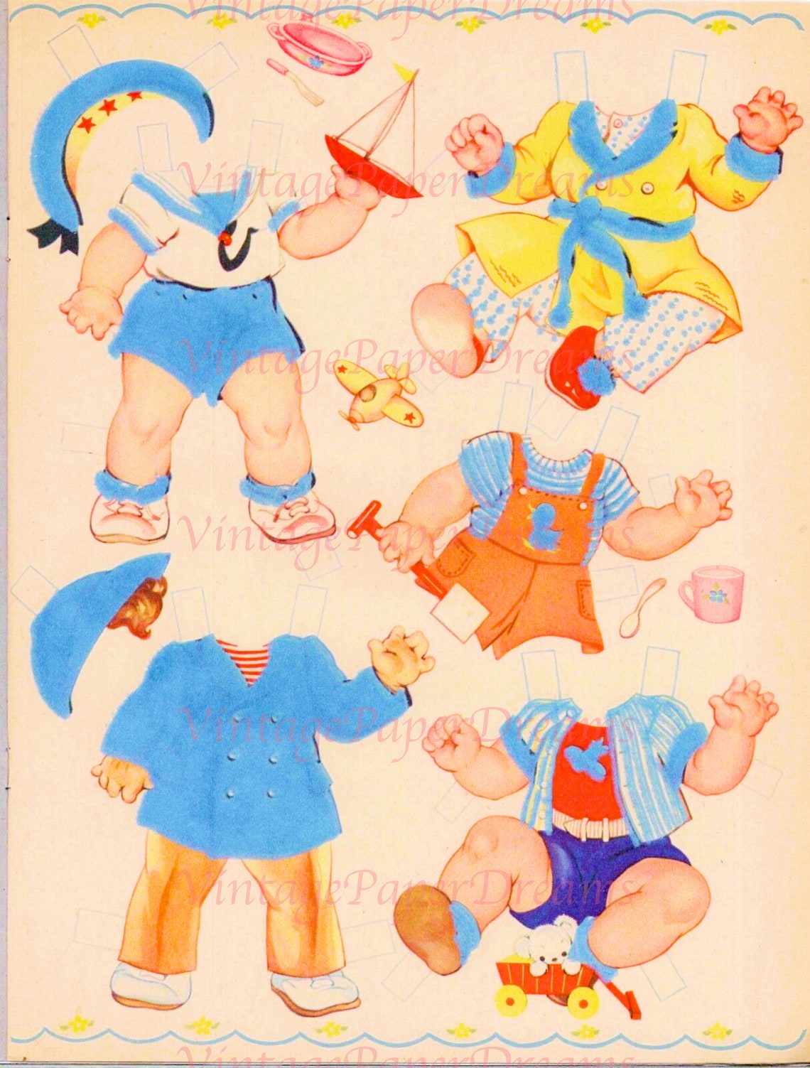 Vintage Paper Doll Printable PDF baby Dolls Paper Dolls - Etsy