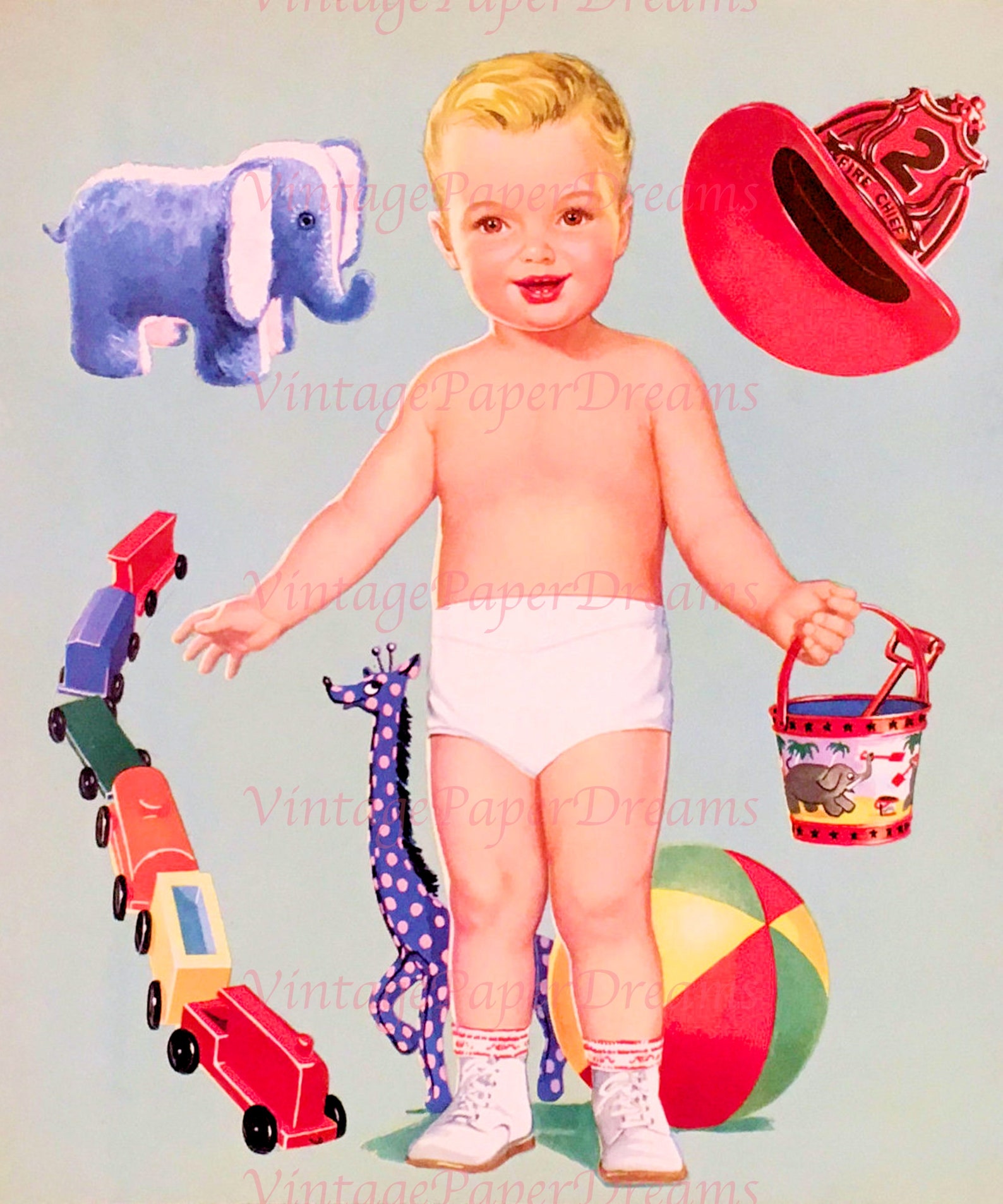 Vintage Paper Doll Printable PDF baby Sister Brother Paper Doll 50s ...