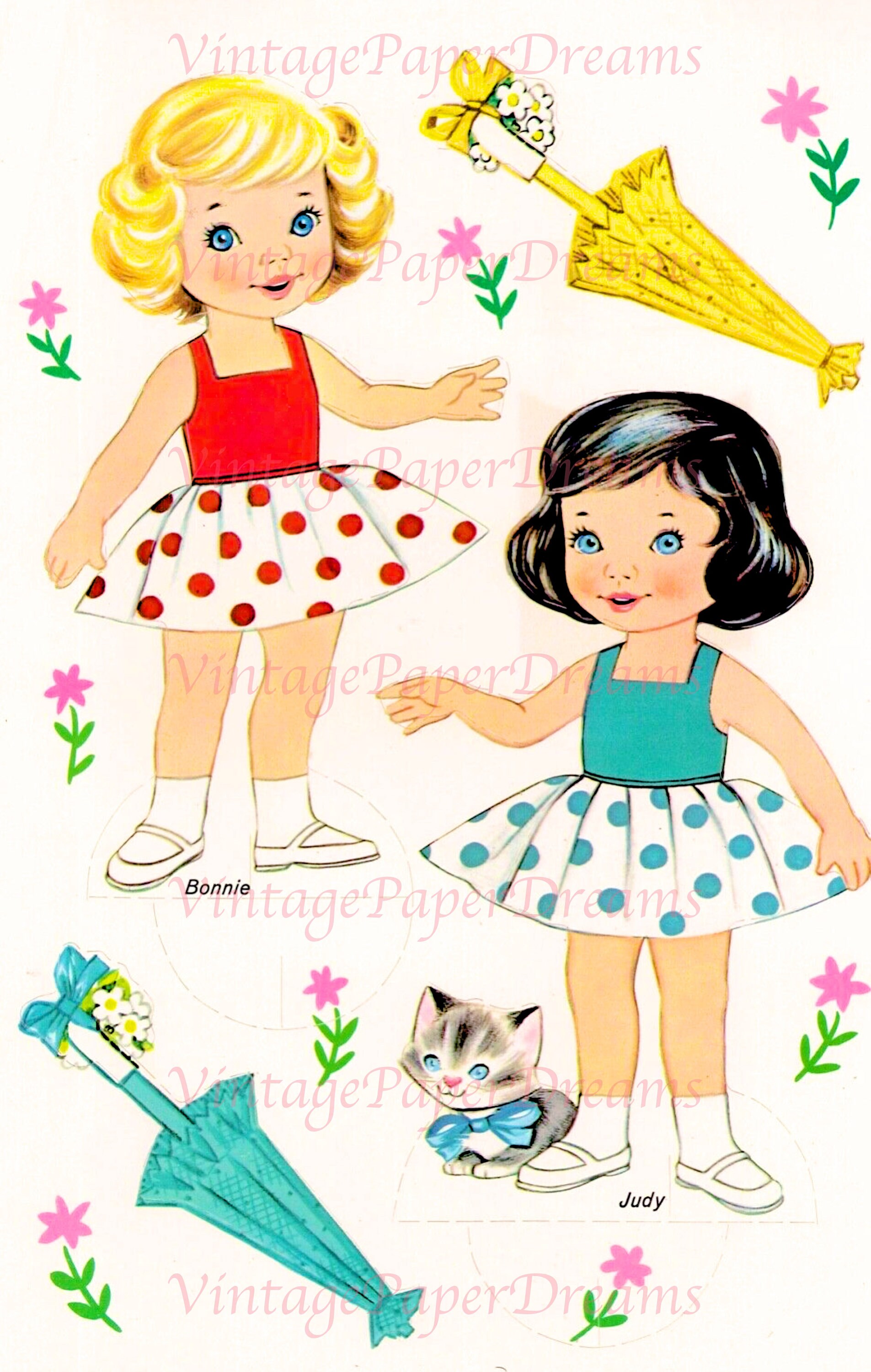Vintage Paper Doll Printable PDF • happy Friends Paper Doll • 50s 1950s ...
