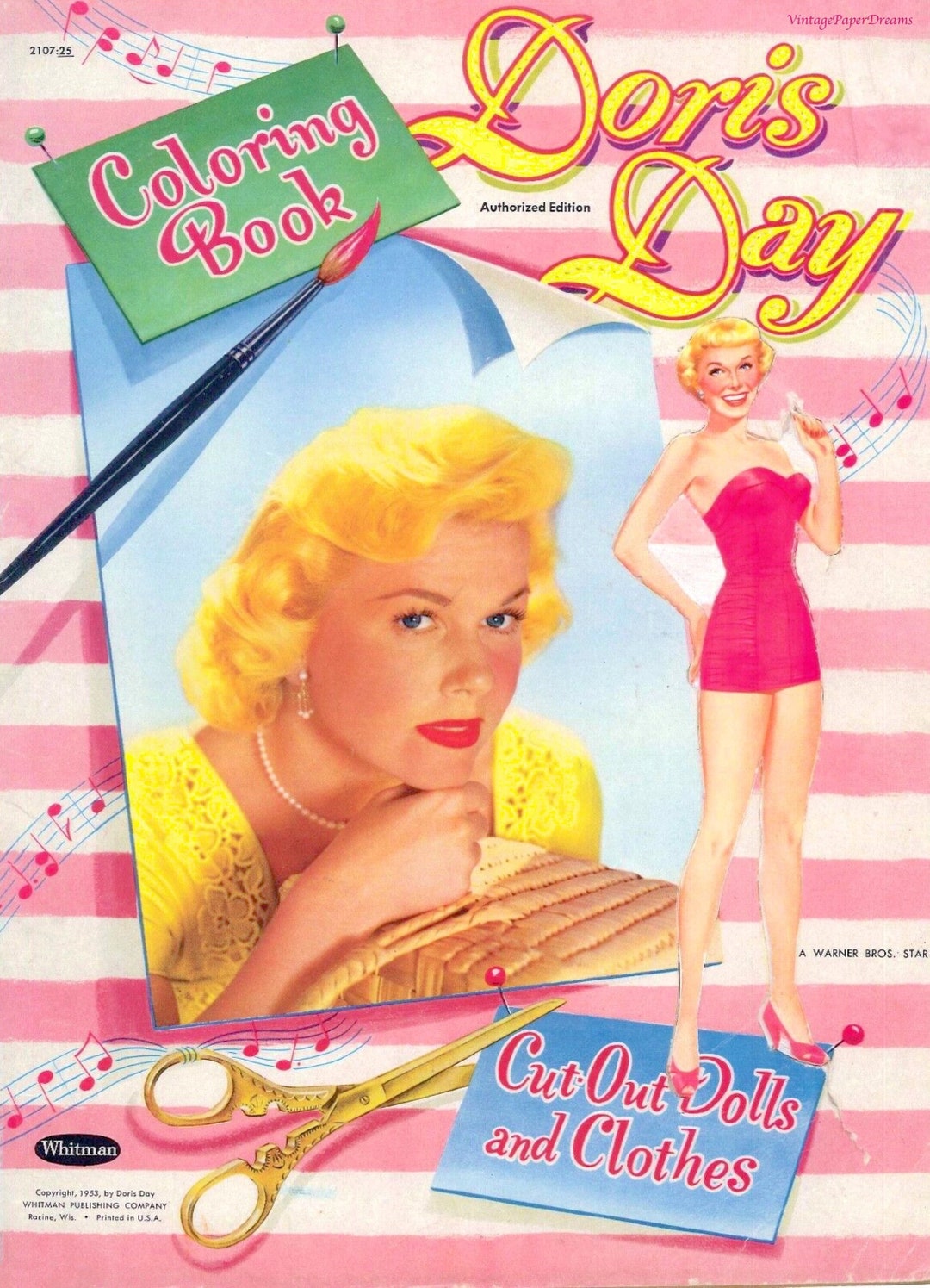 Vintage Paper Doll Printable PDF • doris Day Paper Doll • 1953 50s ...