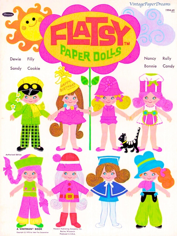 Vintage Paper Doll Printable PDF flatsy Paper Doll 70s - Etsy