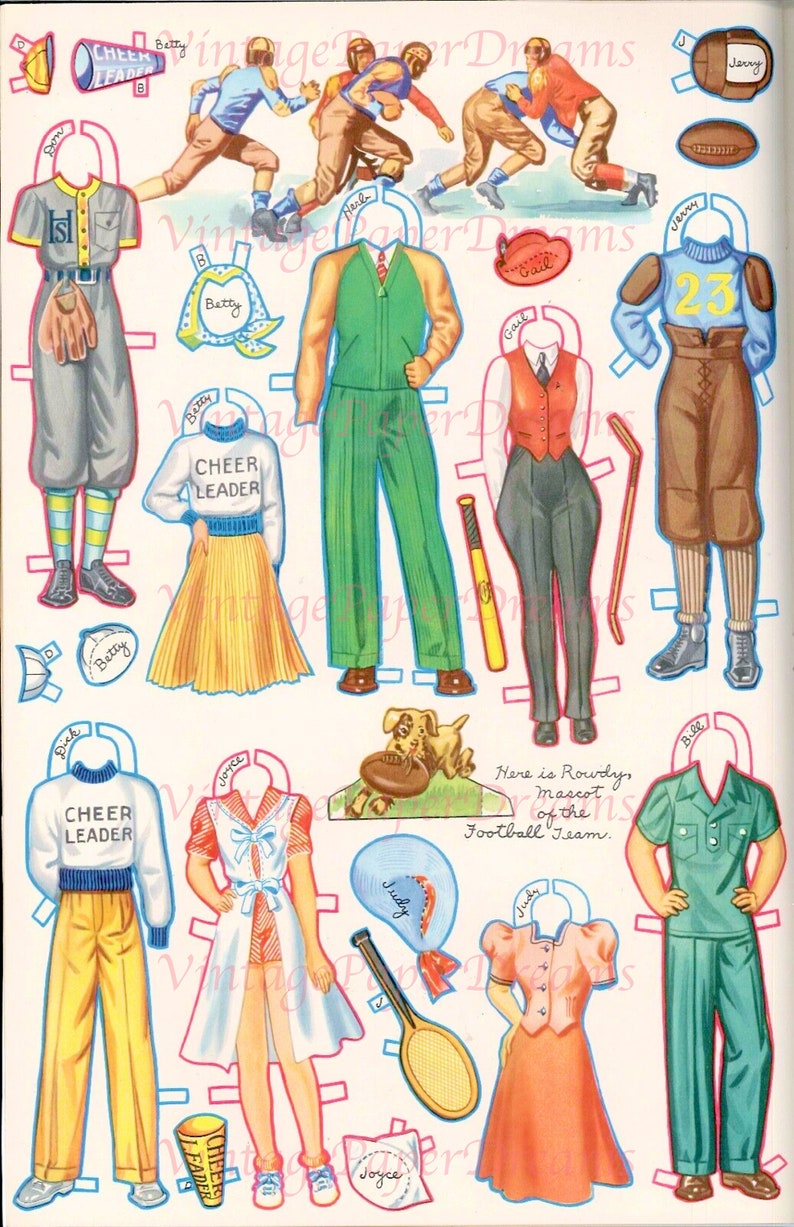 Vintage Paper Doll Printable PDF • high School Paper Dolls • 40s 1940s ...