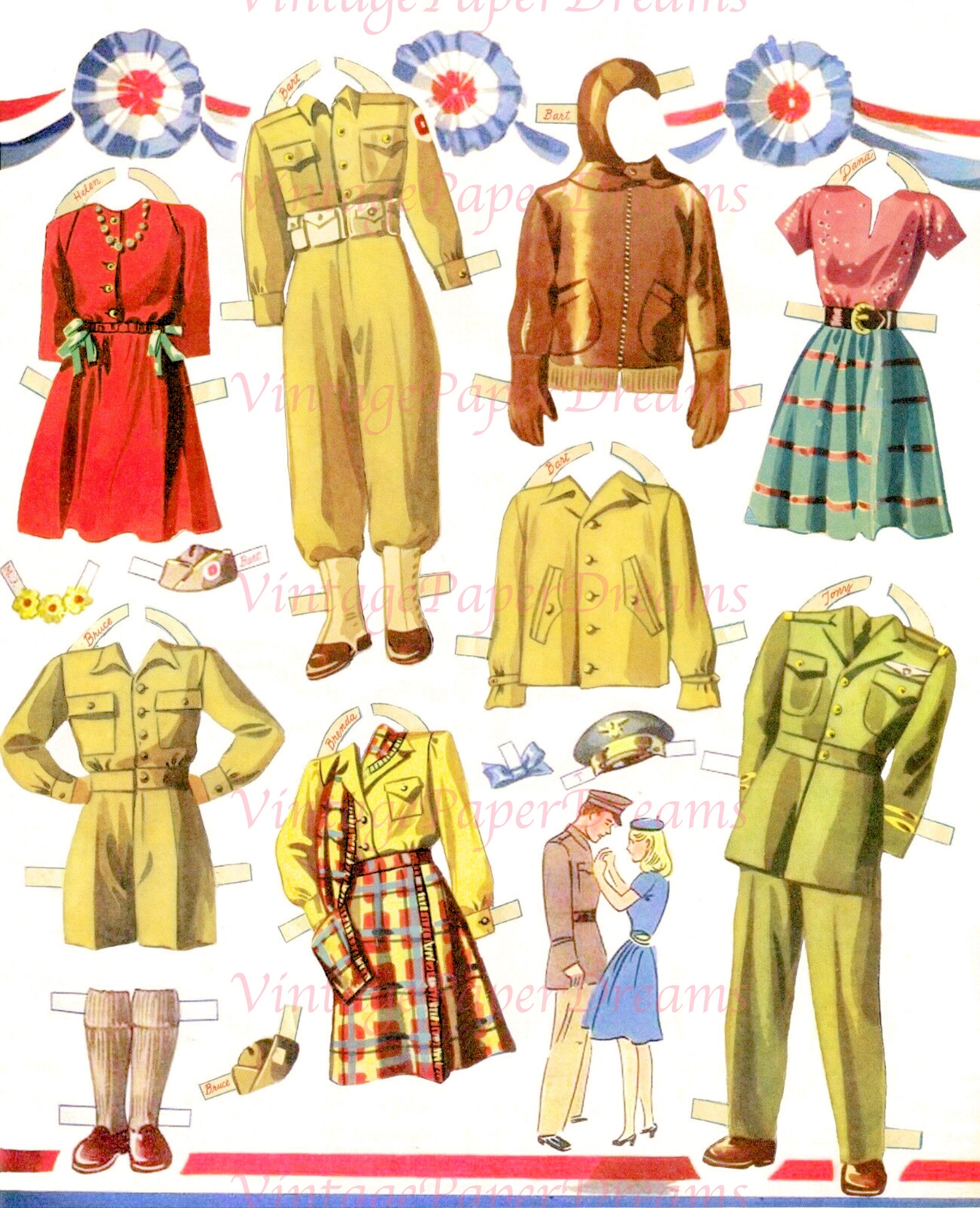 Vintage Paper Doll Printable PDF soldiers and Sailors Paper - Etsy