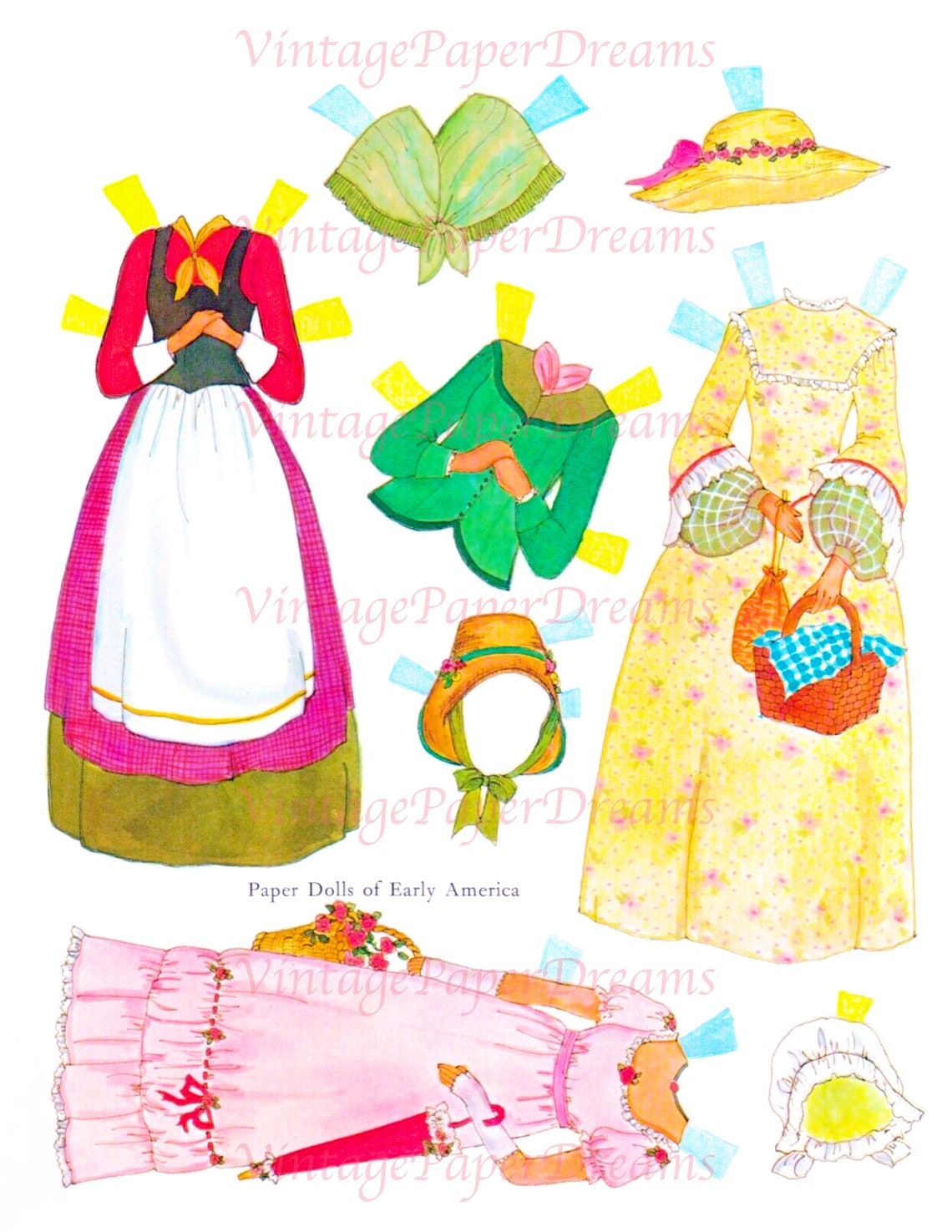Vintage Paper Doll Printable PDF Early America Paper Dolls - Etsy