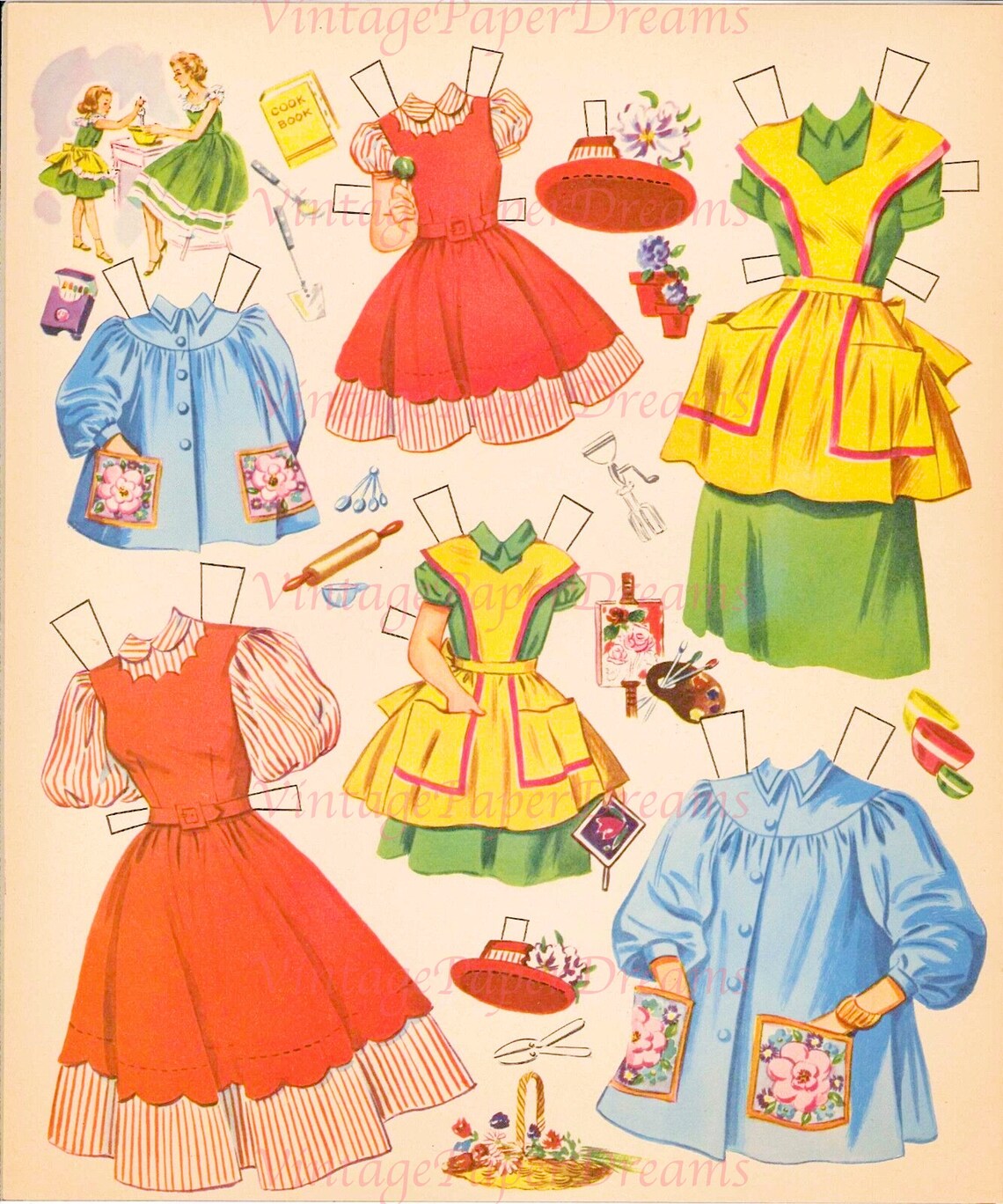 Vintage Paper Doll Printable PDF • Mother Daughter Paper Dolls • 50s ...