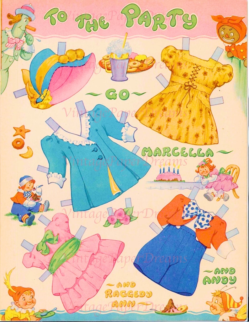 Vintage Paper Doll Printable PDF raggedy Ann Andy Paper - Etsy