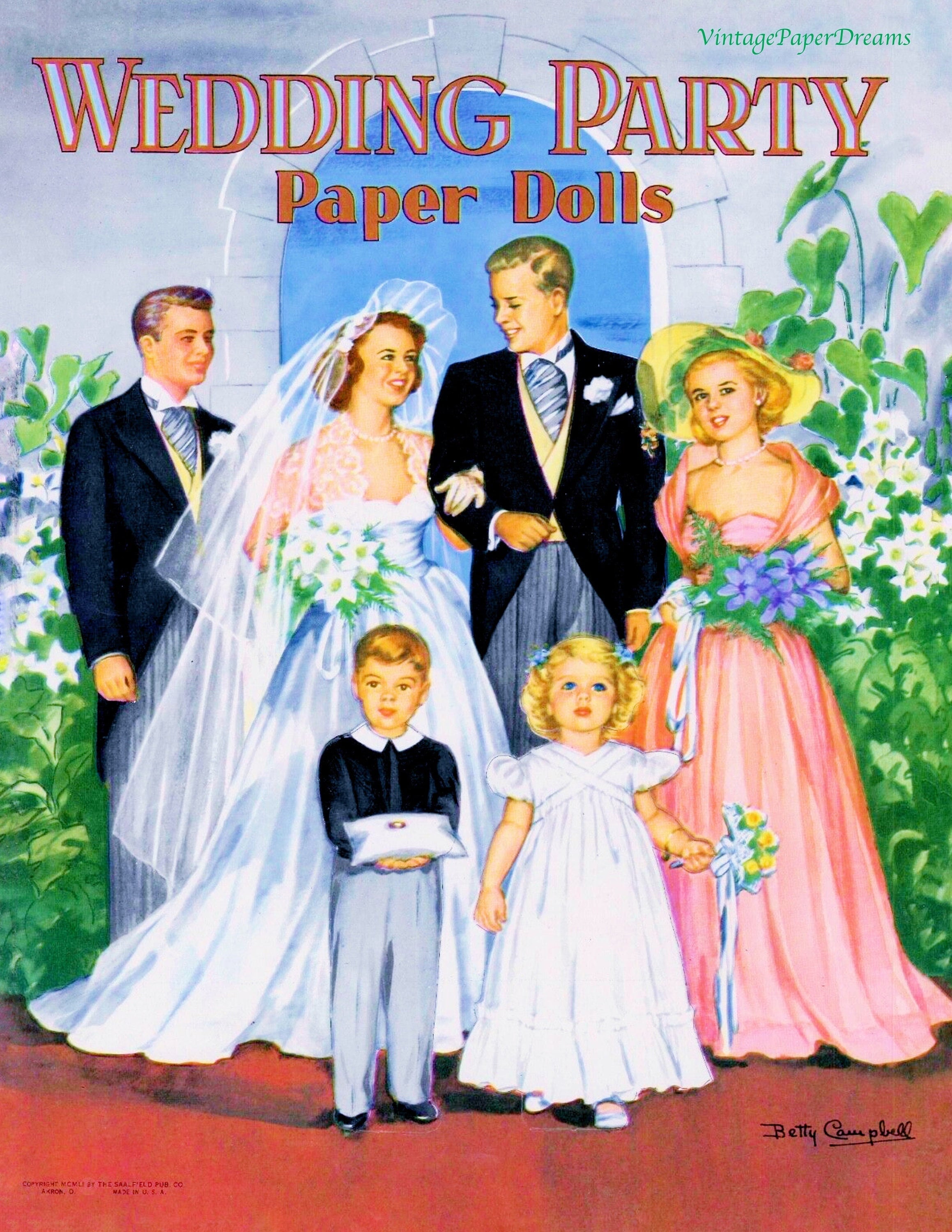 Vintage Paper Doll Printable PDF wedding Party Paper Doll 50s 1950s ...