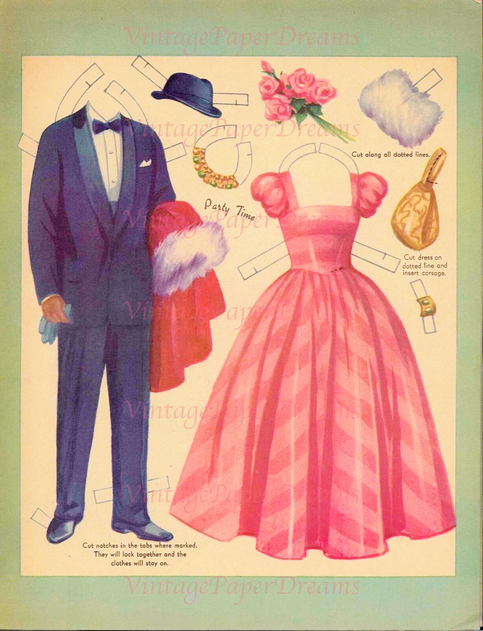 Vintage Paper Doll Printable PDF • boyfriend Girlfriend Paper Dolls ...