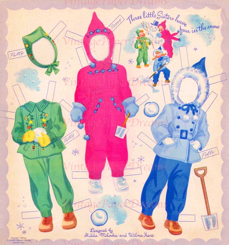 Vintage Paper Doll Printable PDF baby Mine Paper Doll 40s 1940s Paper ...