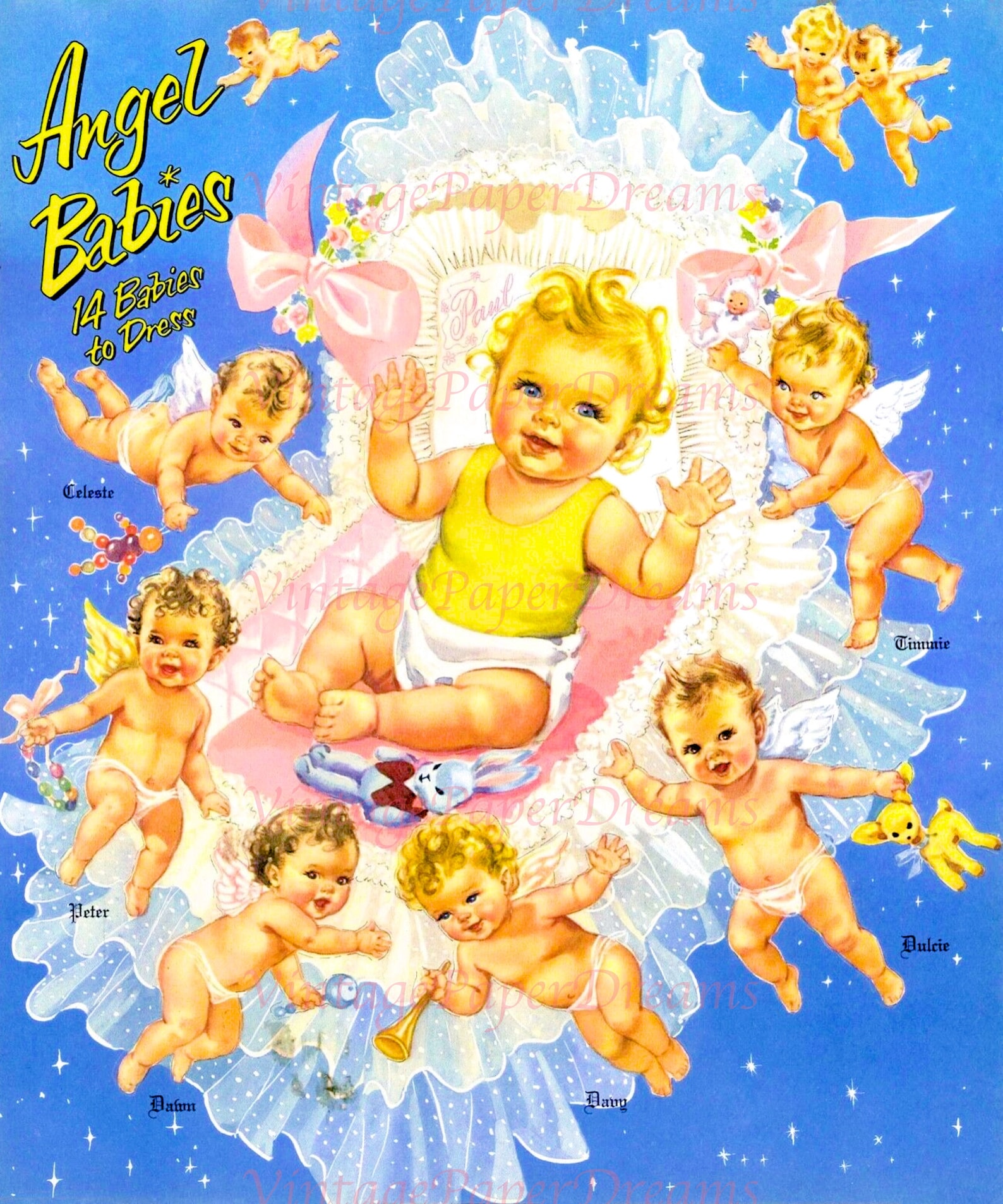Vintage Paper Doll Printable PDF • angel Babies Paper Doll • 50s 1950s ...