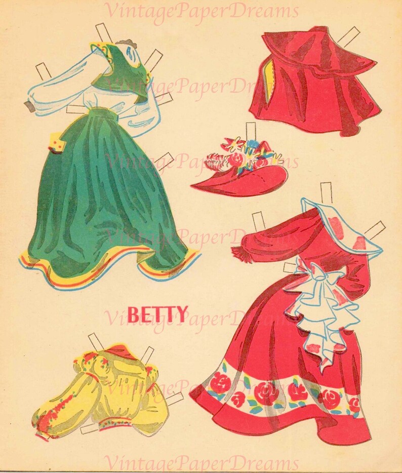 Vintage Paper Doll Printable PDF polka Party Paper Dolls 40s 1940s ...