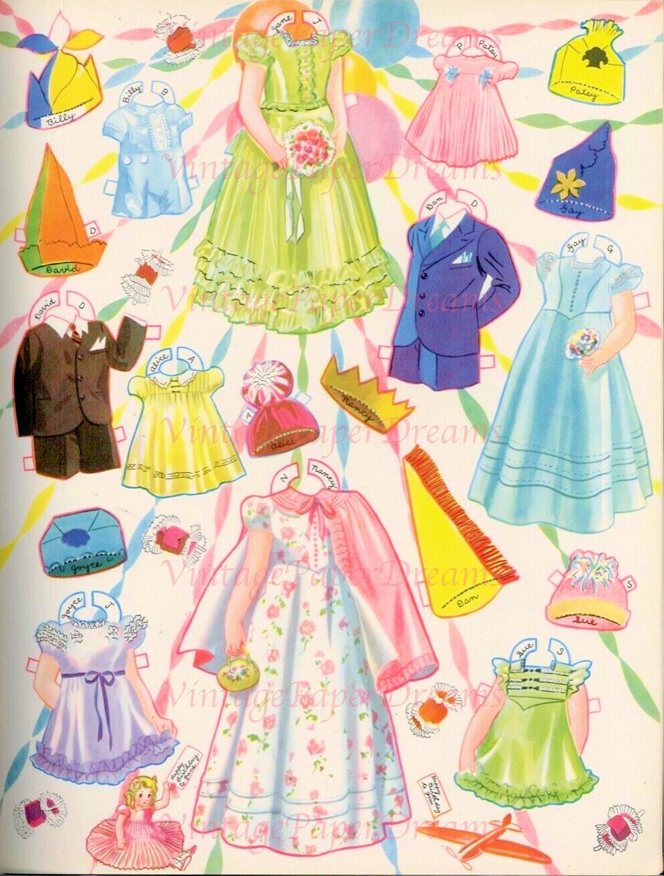 Vintage Paper Doll Printable PDF happy Birthday Paper Doll 30s 1930s ...