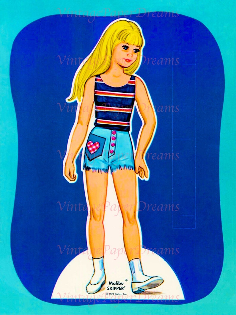 Vintage Paper Doll Printable PDF malibu Skipper Paper Doll 70s 1970s ...