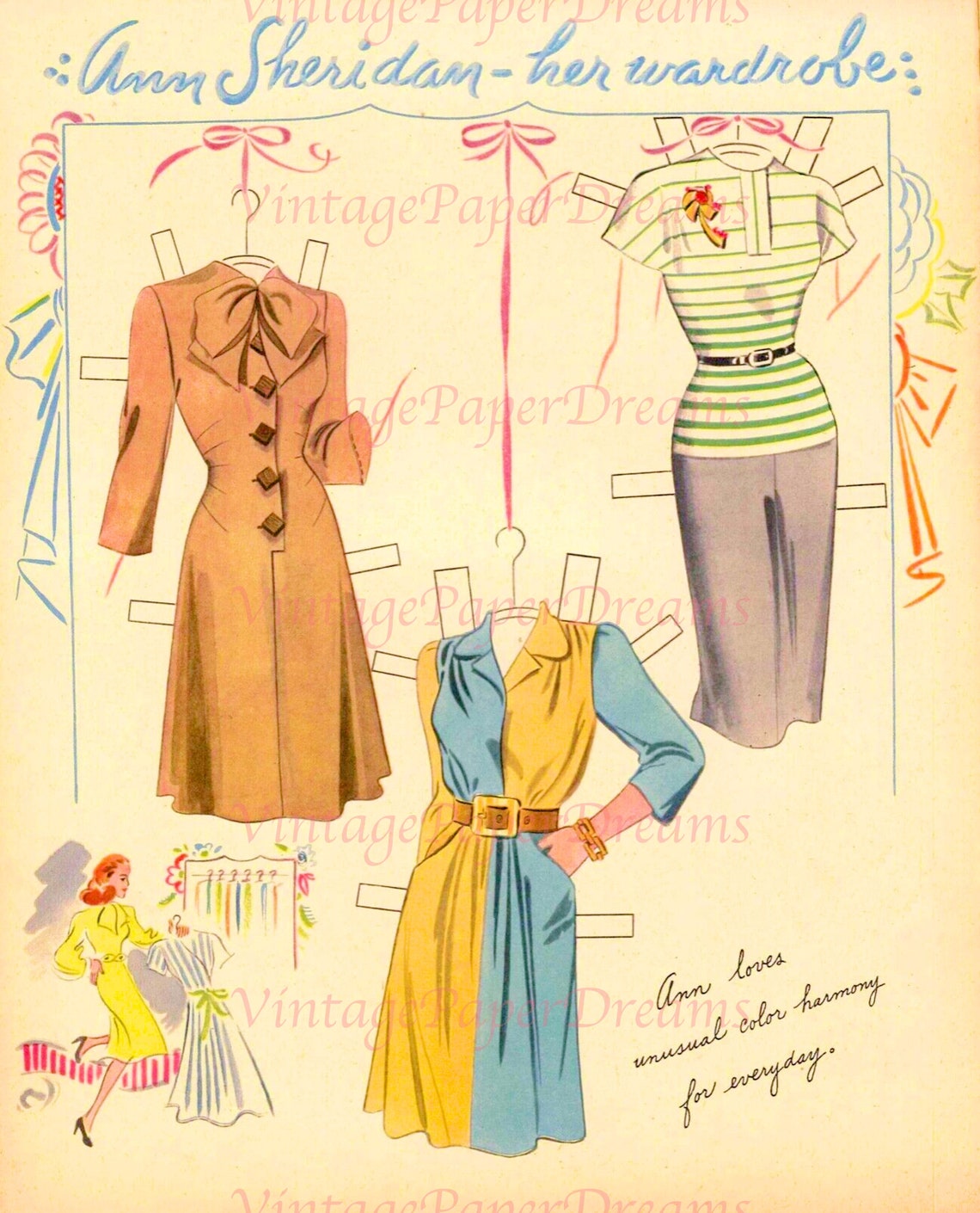 Vintage Paper Doll Printable PDF eve Arden Paper Doll 40s 1940s Paper Doll Pattern Download Old ...