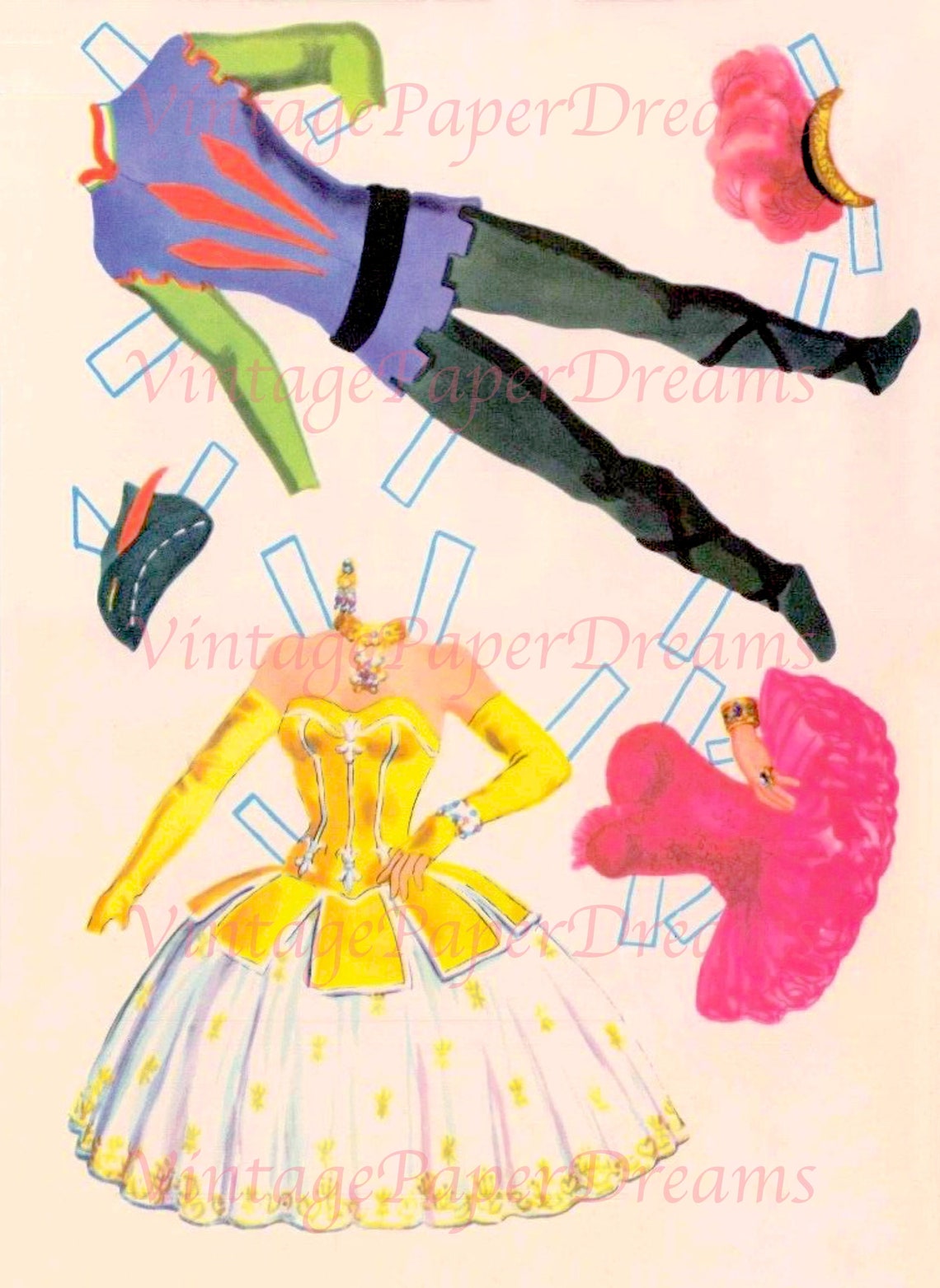 Vintage Paper Doll Printable PDF ballet Ballerina Paper Doll - Etsy