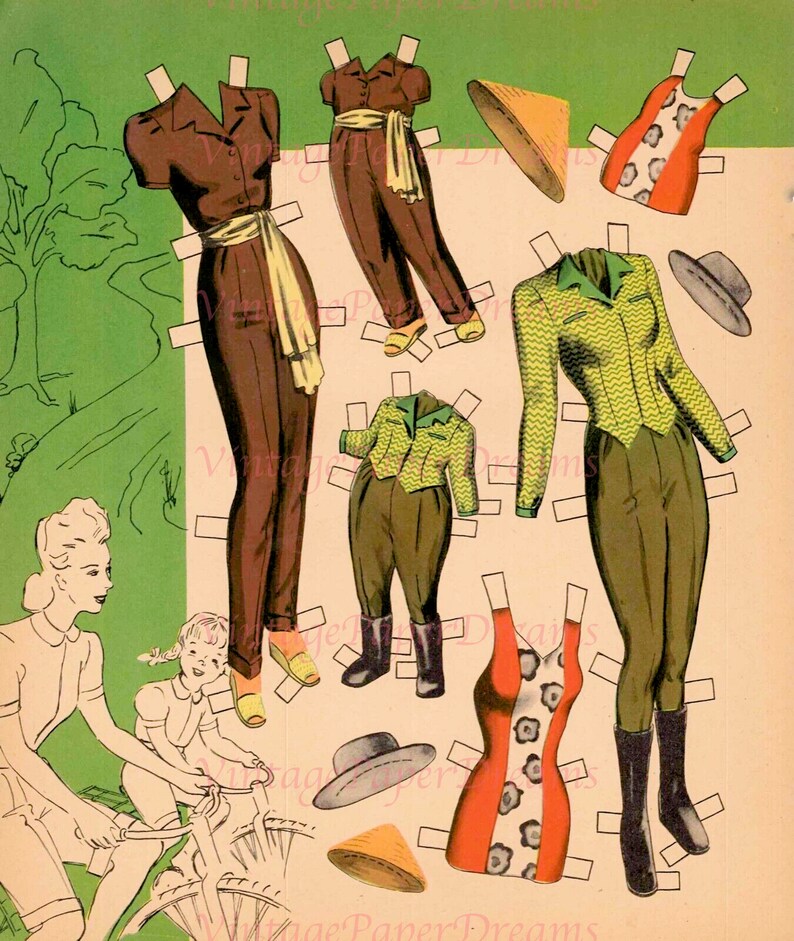 Vintage Paper Doll Printable PDF Mother Daughter Paper Dolls 40s 1940s ...