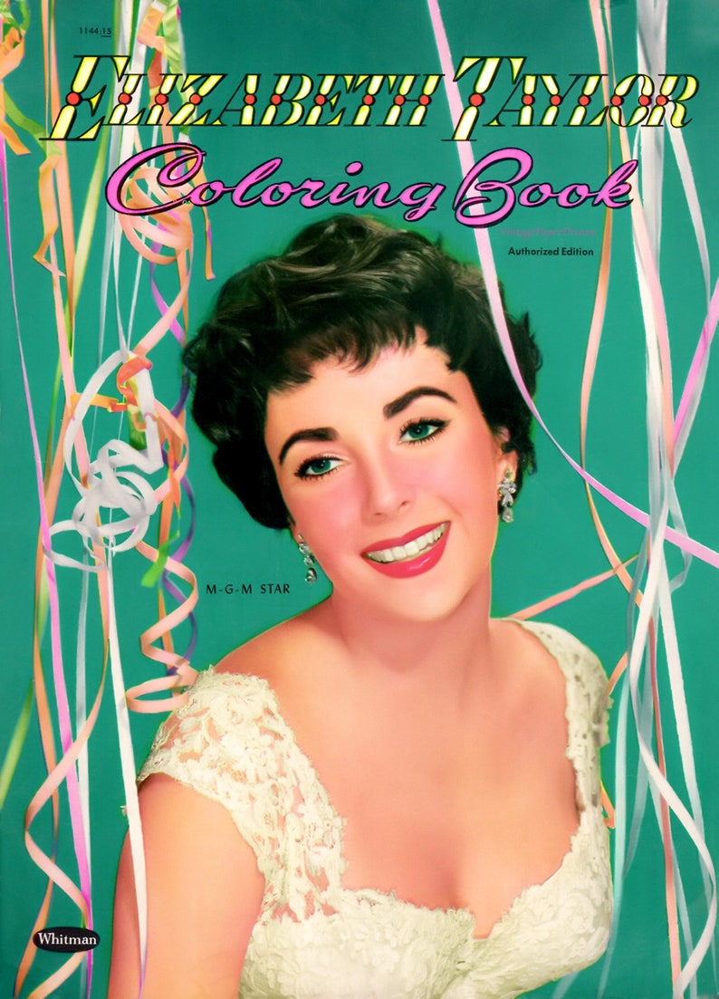 Vintage Coloring Book Printable PDF elizabeth Taylor Colouring Book 50s ...