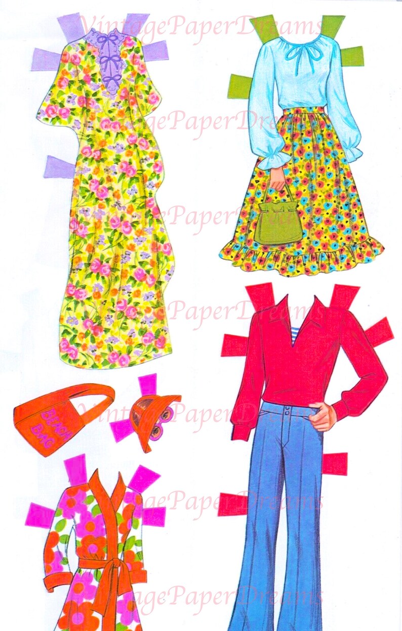 Vintage Paper Doll Printable PDF • Bride & Groom Paper Doll • 70s 1970s ...