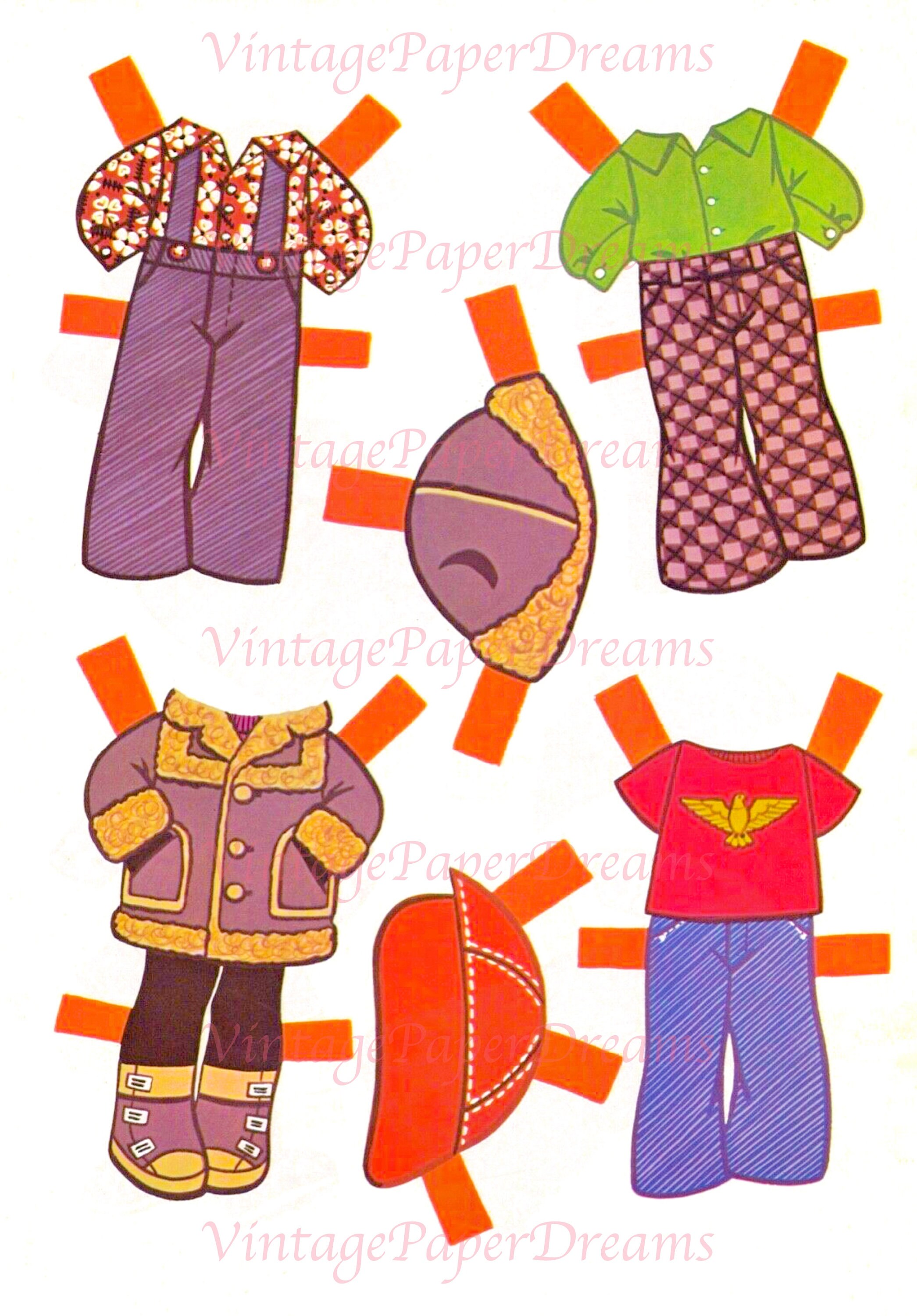 Vintage Paper Doll Printable PDF jeannie & Gene Paper Doll 70s 1970s ...