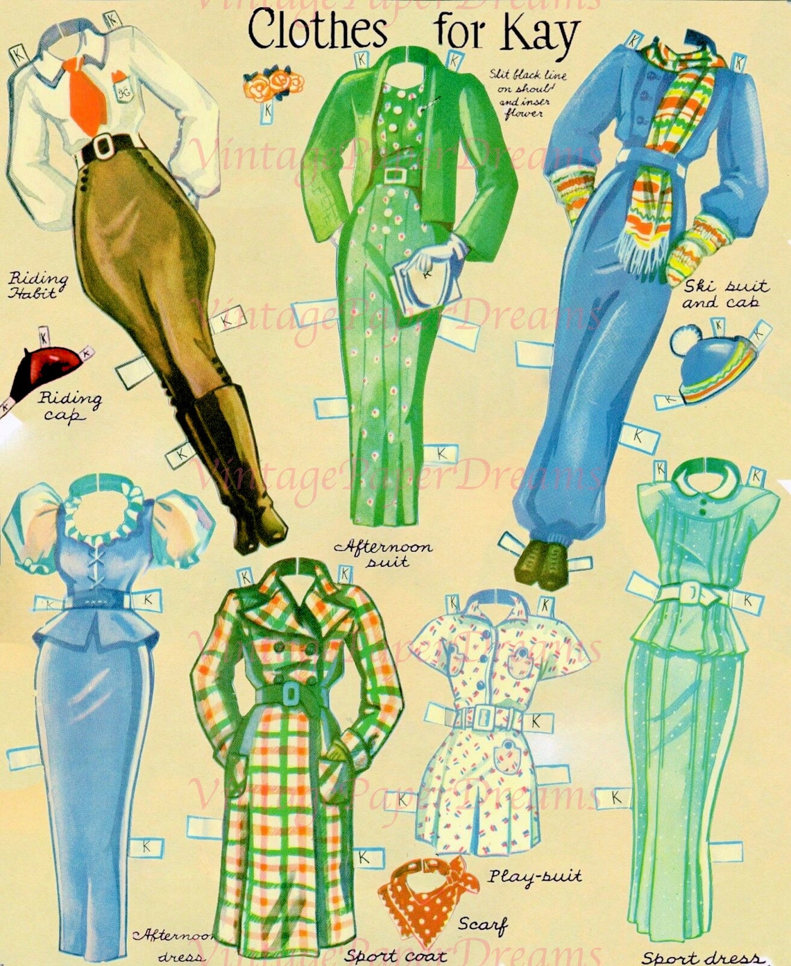 Vintage Paper Doll Printable PDF art Deco Paper Doll 30s - Etsy