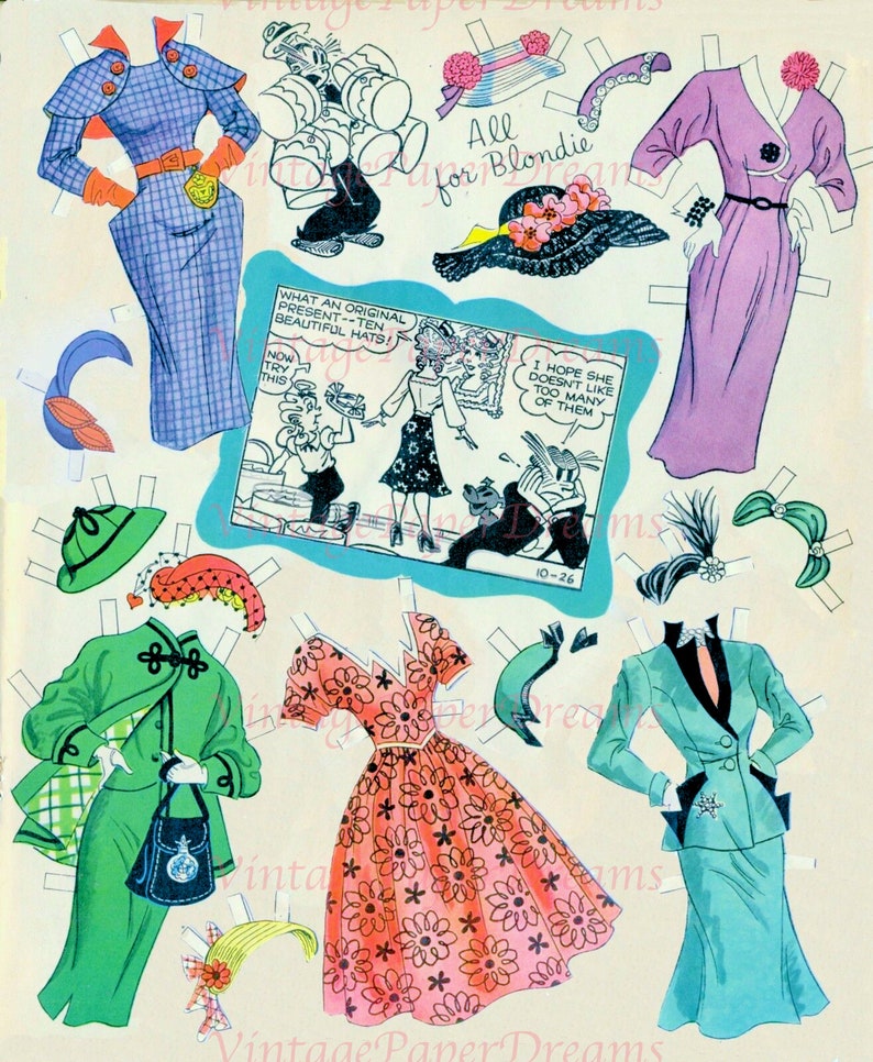 Vintage Comic Book Art Printable PDF blondie Paper Dolls 50s 1950s ...