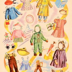 Vintage Paper Doll Printable PDF • mother Dad Kids Paper Dolls • 40s ...