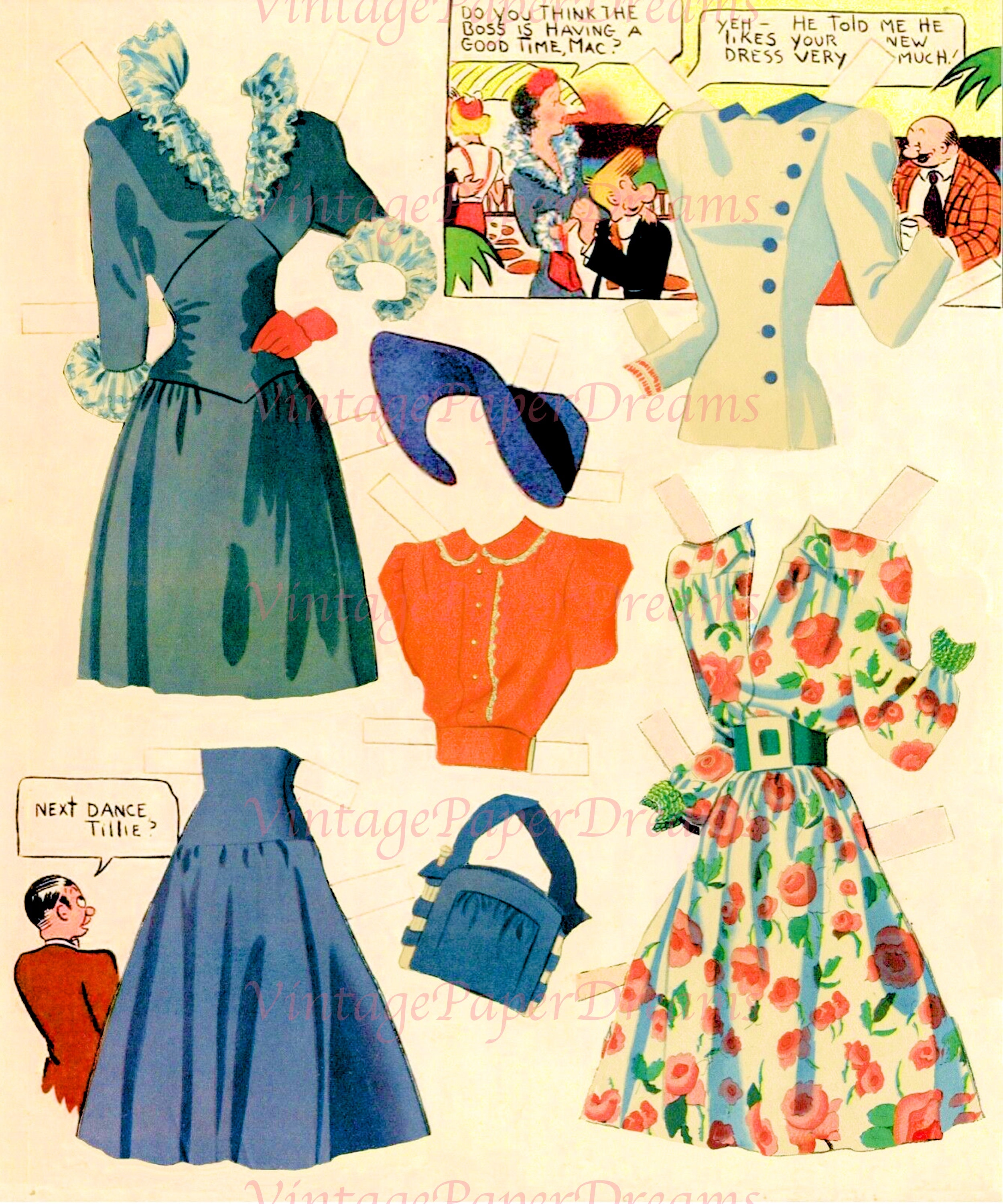 Vintage Comic Book Art Printable PDF • tillie the Toiler Paper Dolls ...