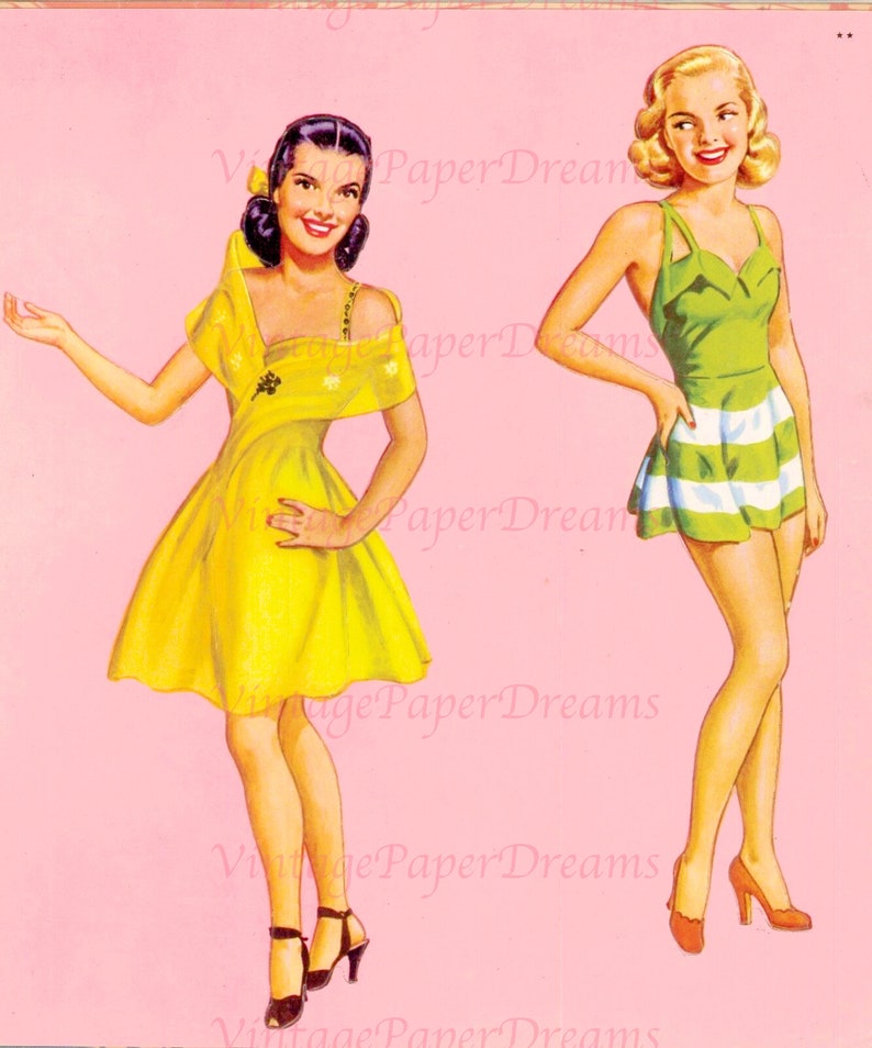 Vintage Paper Doll Printable PDF cover Girl Paper Doll 40s 1940s Paper ...