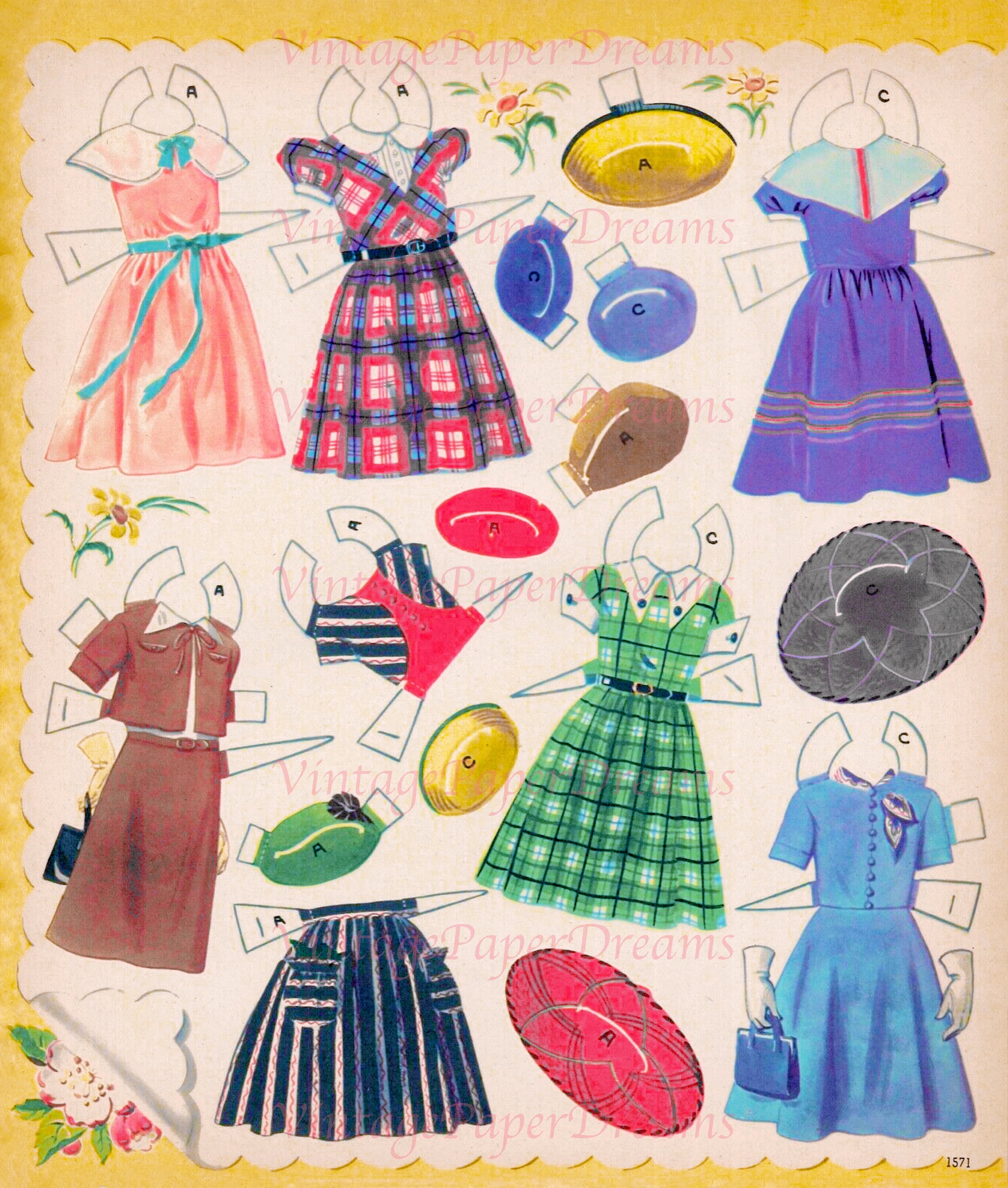 Vintage Paper Doll Printable PDF happy Birthday Paper Doll 50s 1950s ...