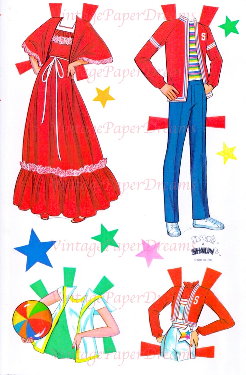 Vintage Paper Doll Printable PDF Starr Shaun Paper Doll 80s 1980s Paper ...