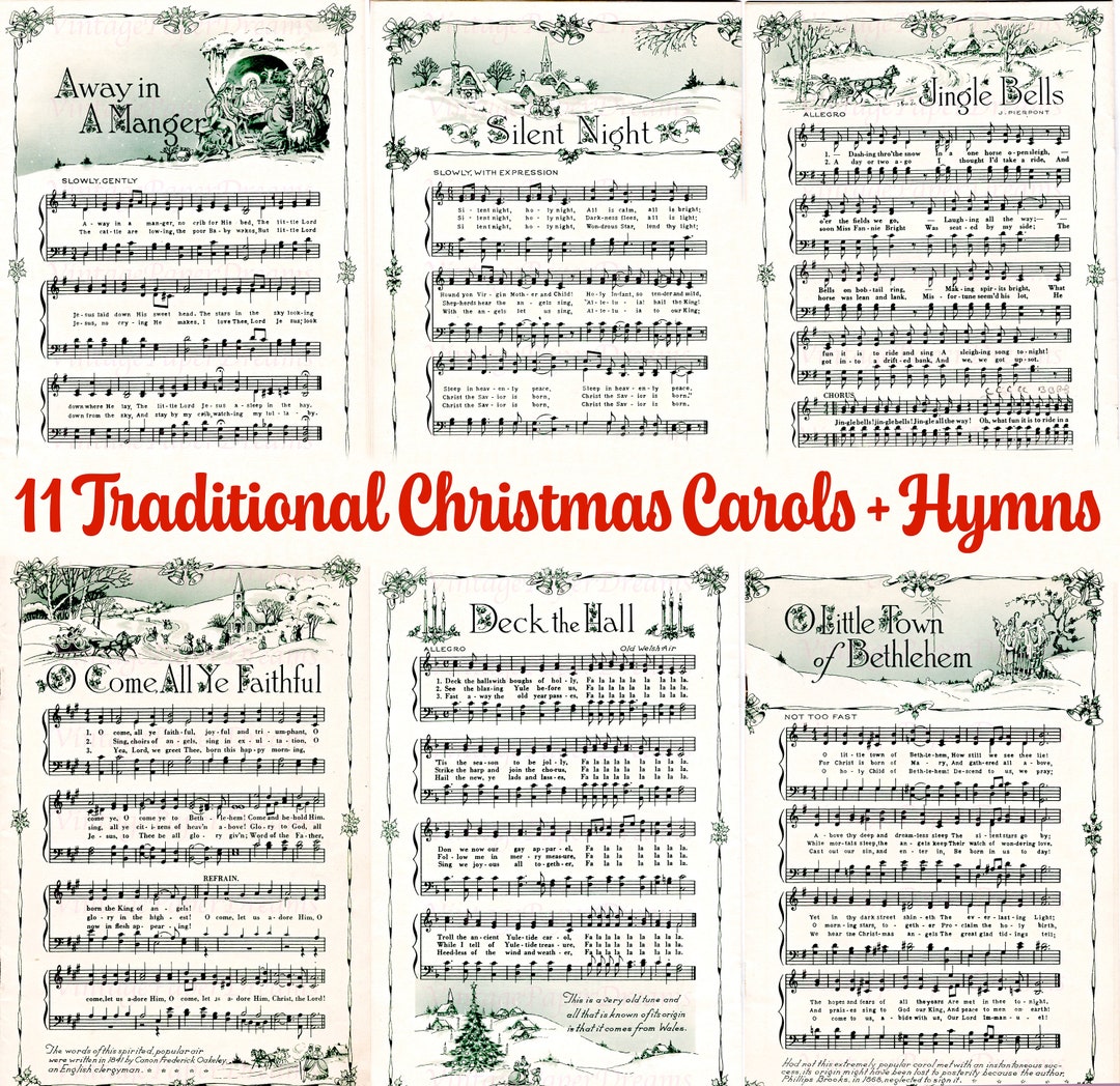 Vintage Printable Christmas Carol Sheet Music PDF • Traditional Advent ...
